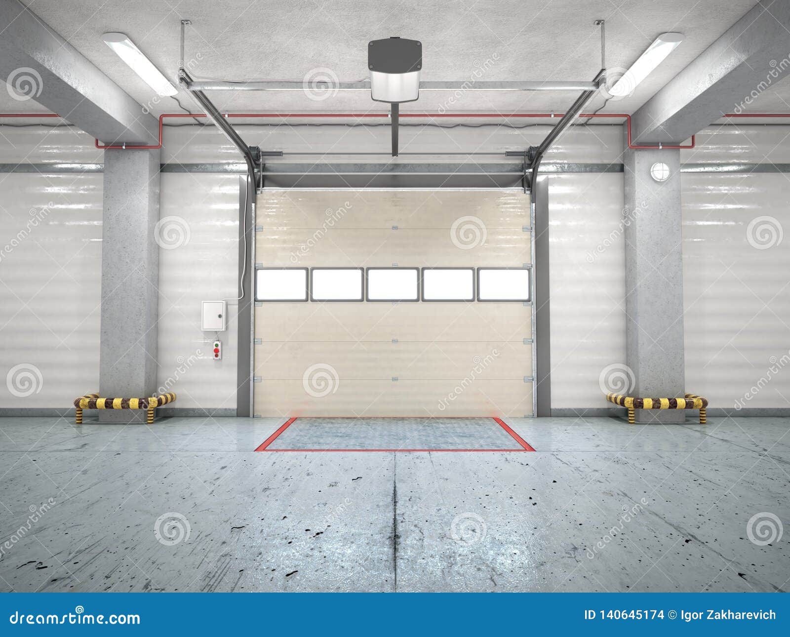 Hangar interior with gate stock illustration. Illustration of floor ...