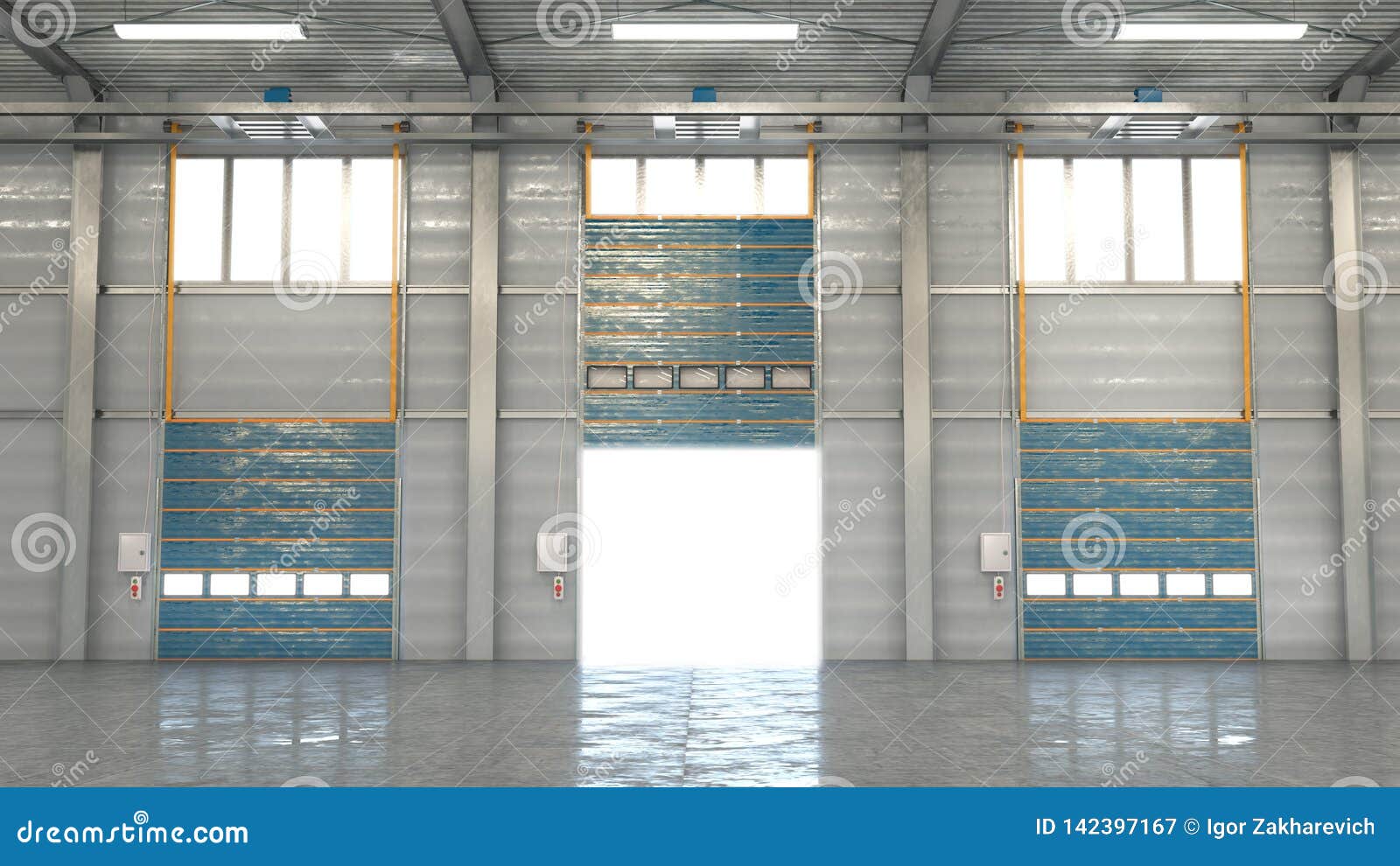 Hangar Interior with Gates. Stock Image - Image of ceiling, gate: 142397167