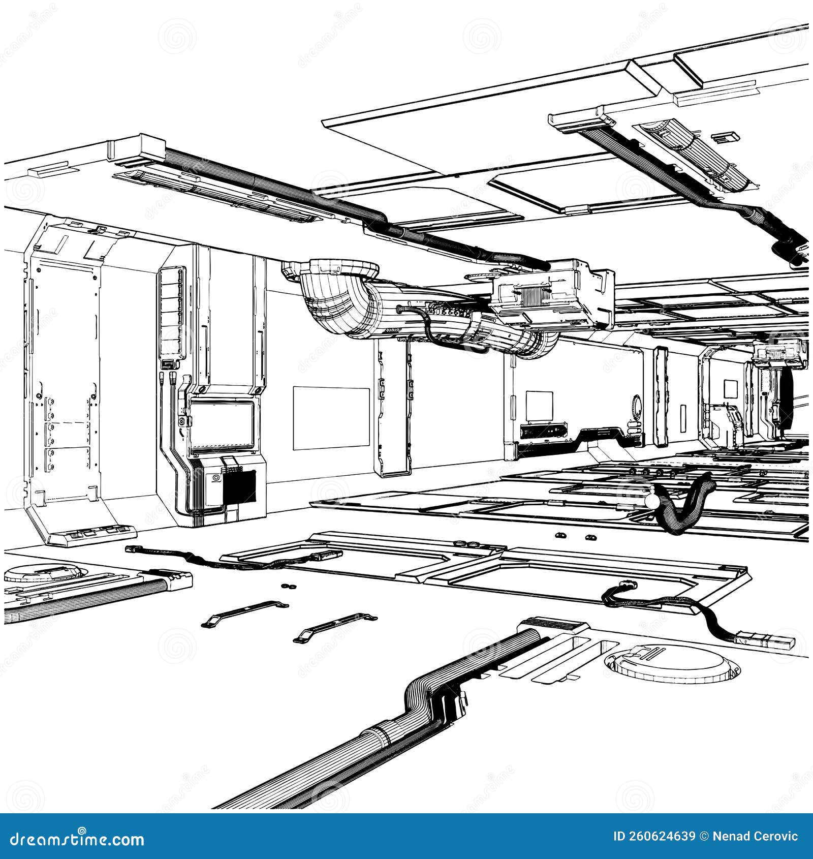Hangar Satellite Interior Vector. Illustration Isolated on White ...
