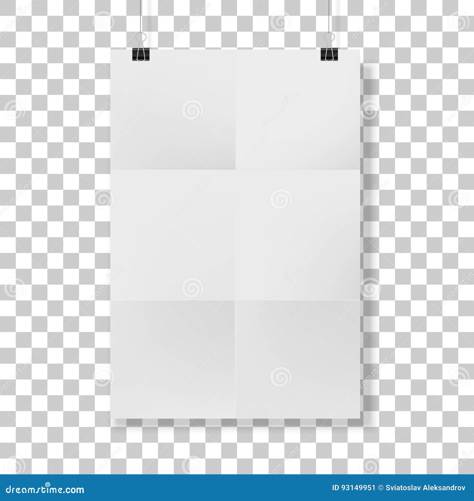 Hanged Folded White Paper Sheet Vector Template Stock Vector ...