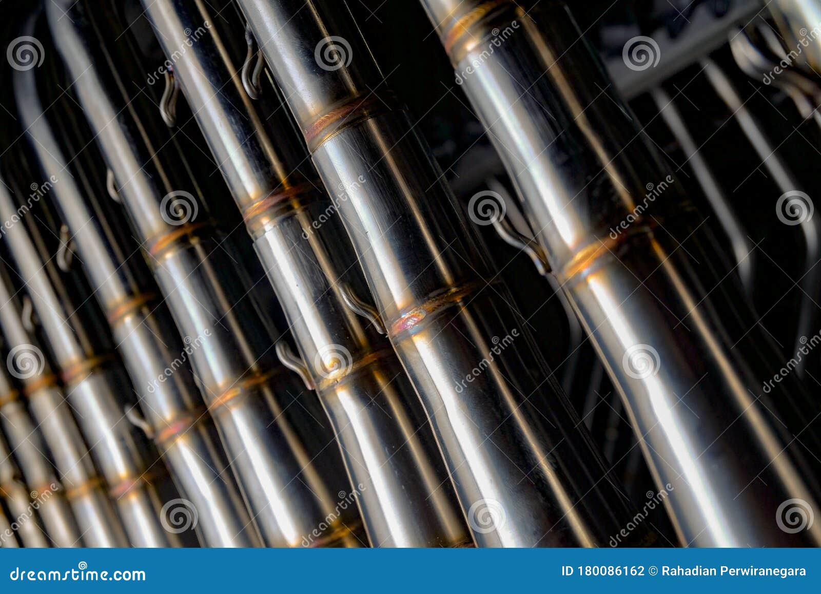 Hanged Muffler Exhaust Pipes Take with One Light Technique 1 Stock ...