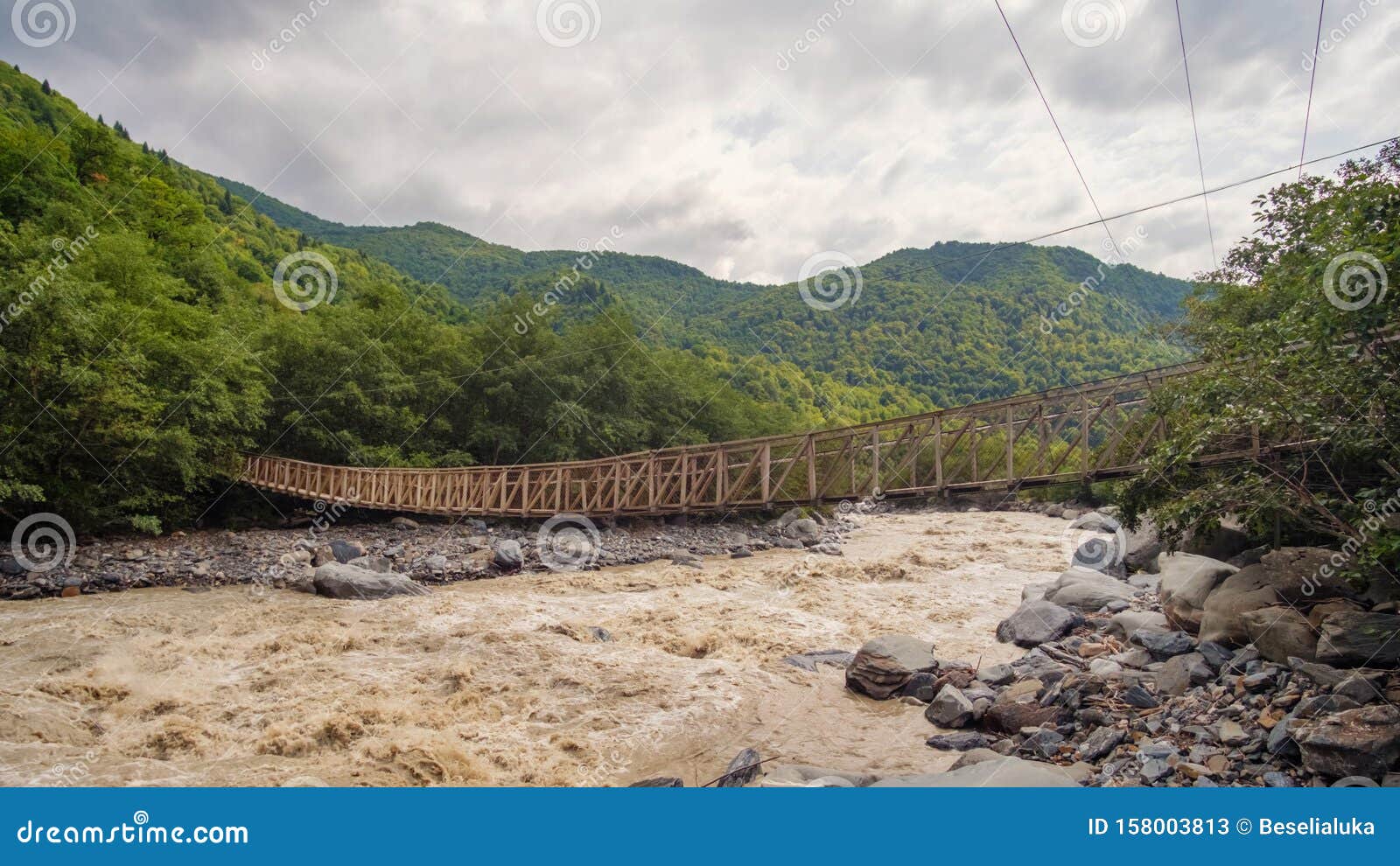 Hanged Rope Bridge Over the River Stock Image - Image of direction ...