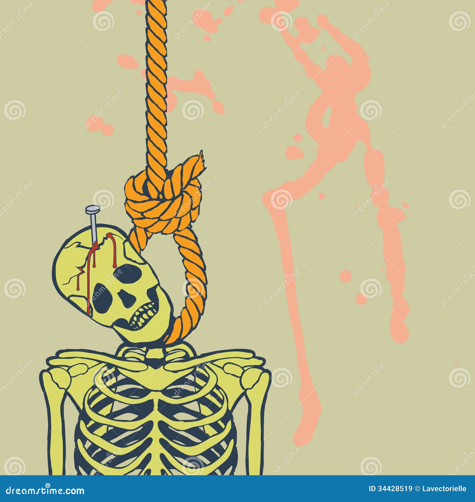 Hanged Skeleton Silhouette Vector Illustration | CartoonDealer.com ...