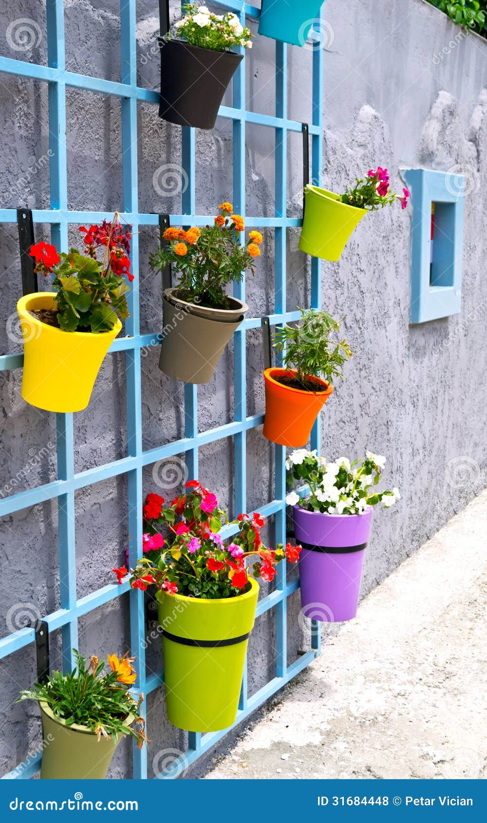 Hangende Bloempotten stock foto. Image of nave, omheining - 31684448