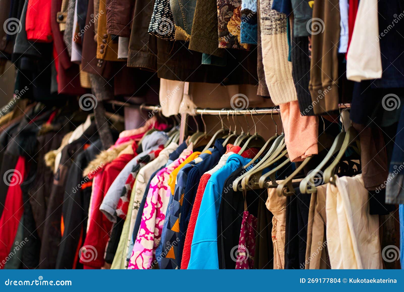Hanger with Free Clothes in Humanitarian Centre Stock Photo - Image of ...