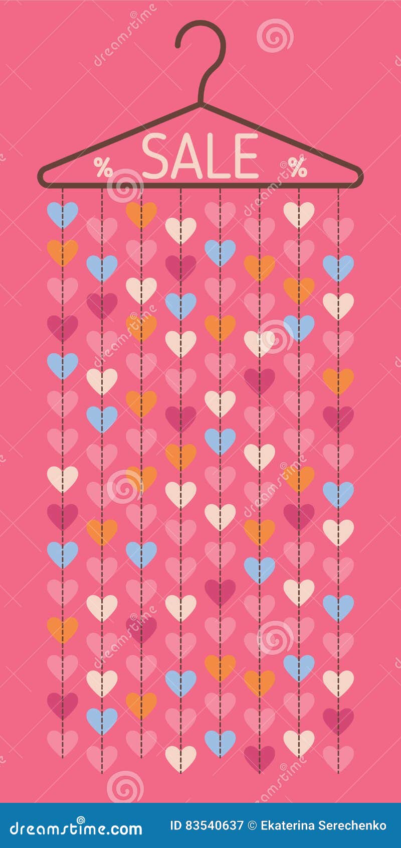 Hanger with Hanging Hearts. Sale Discount Banner Stock Vector ...
