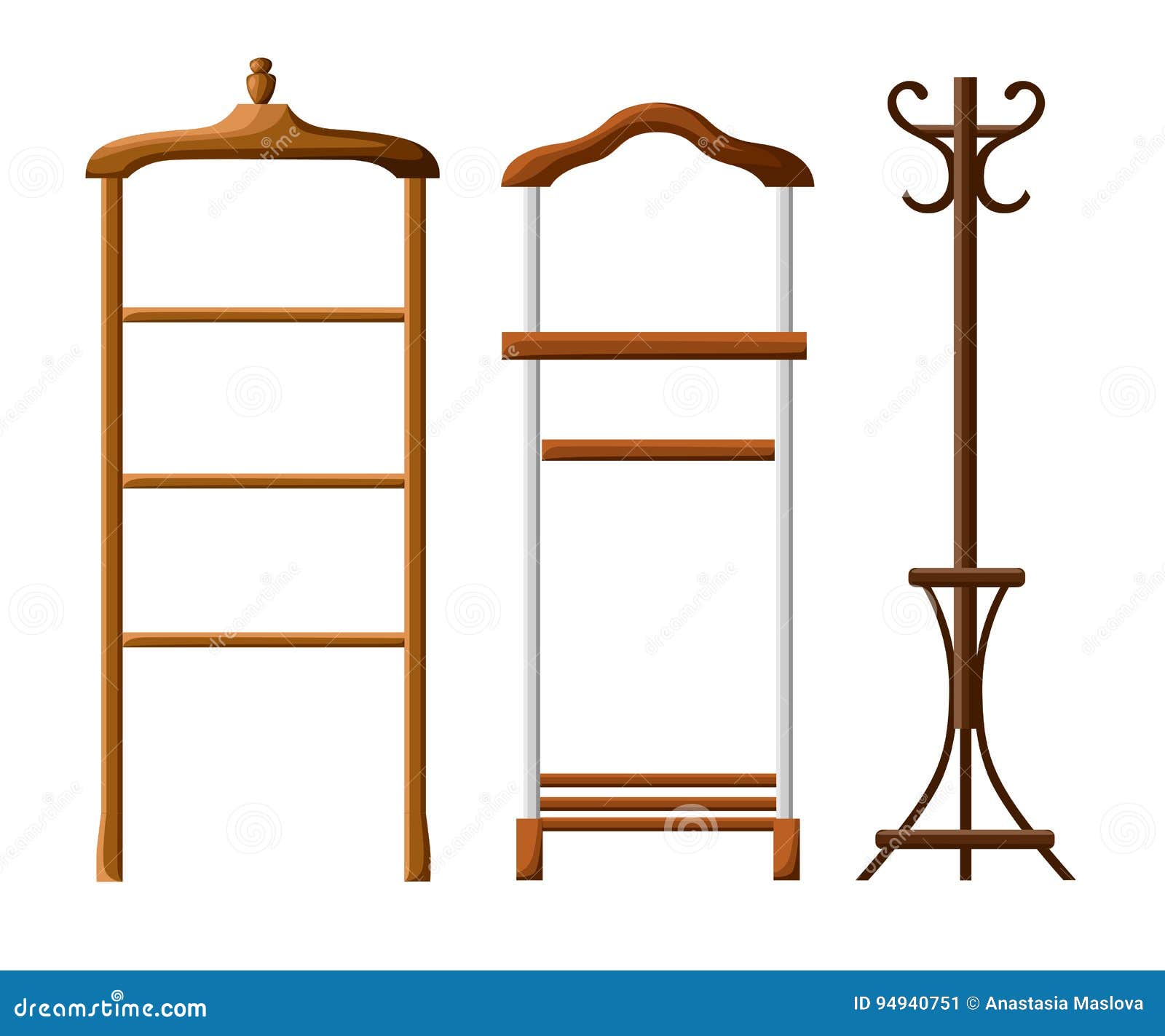 Hanger Racks with Clothes on Hangers. Flat Design Style Modern ...