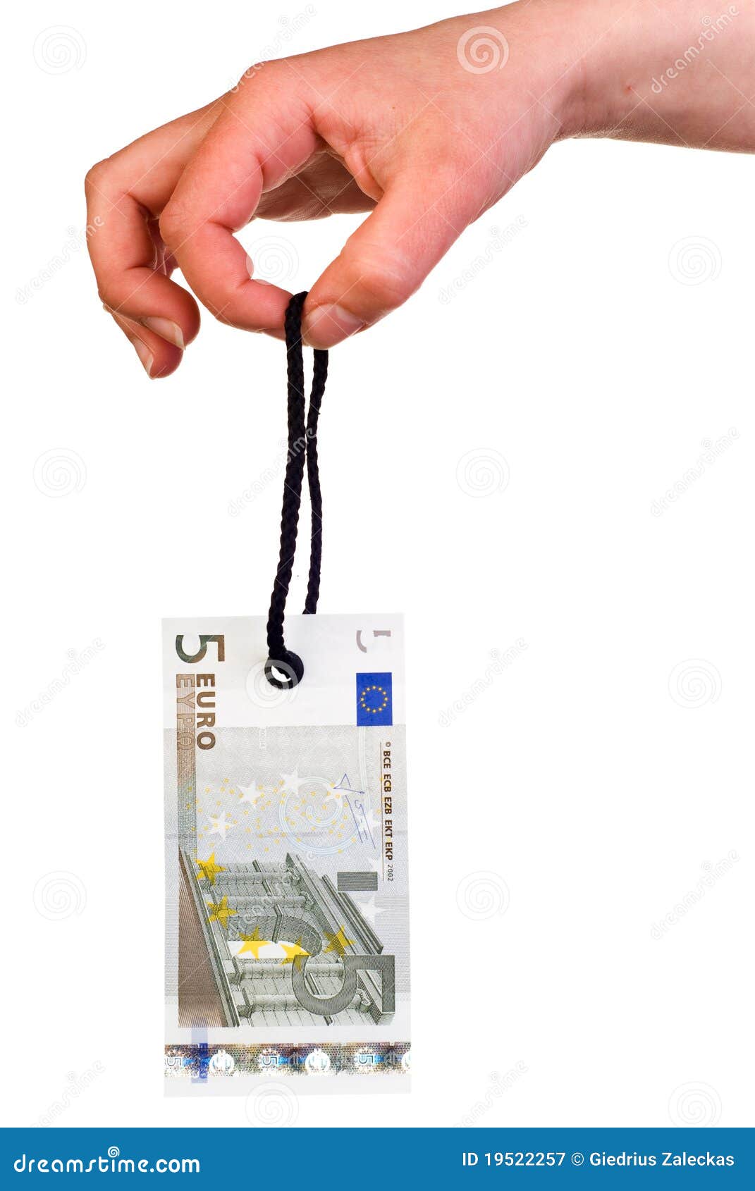 Hanging 5 Euro tag stock image. Image of number, finance - 19522257