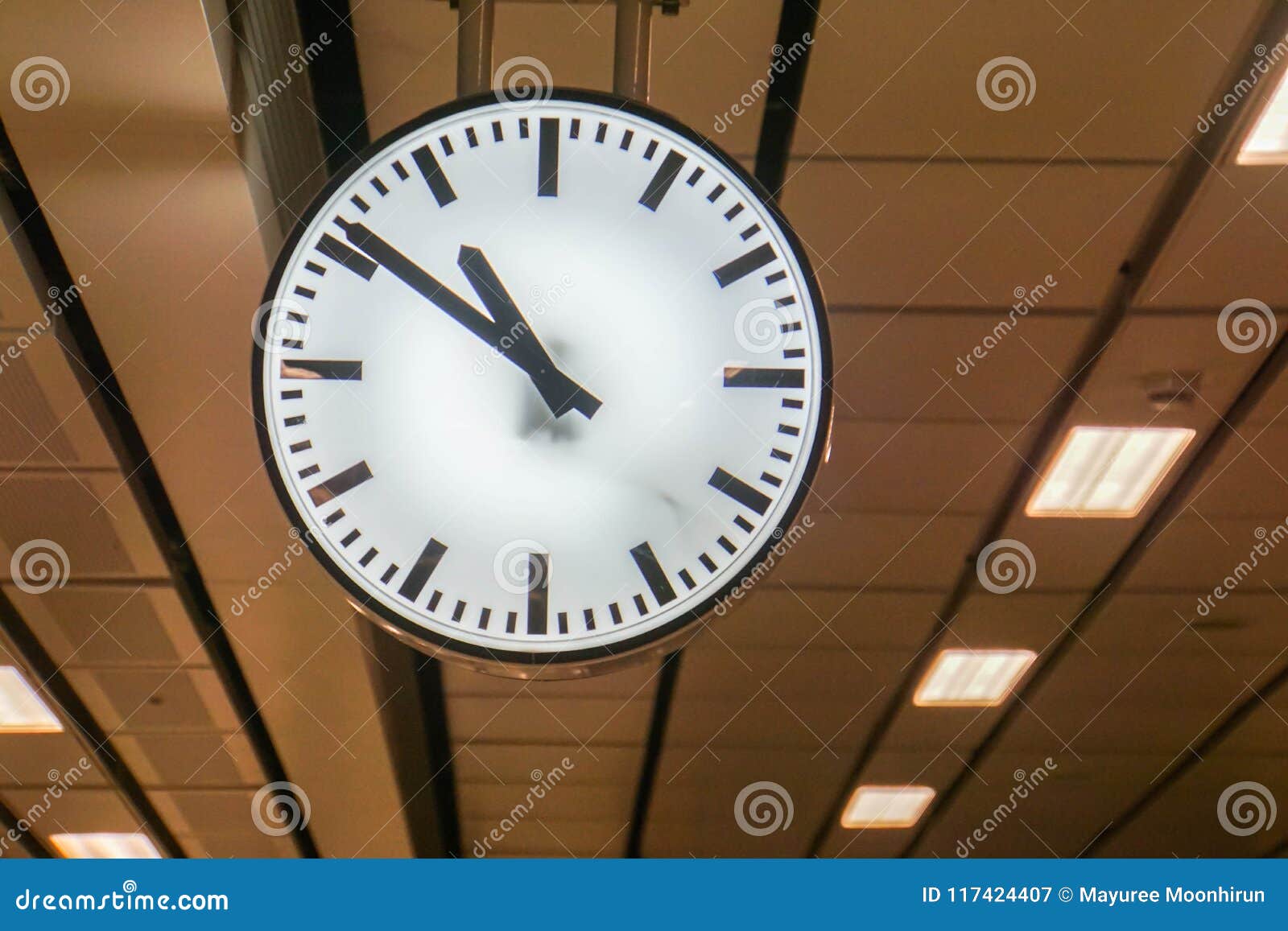 Hanging Analog Clock at Underground Train Station Stock Image - Image ...