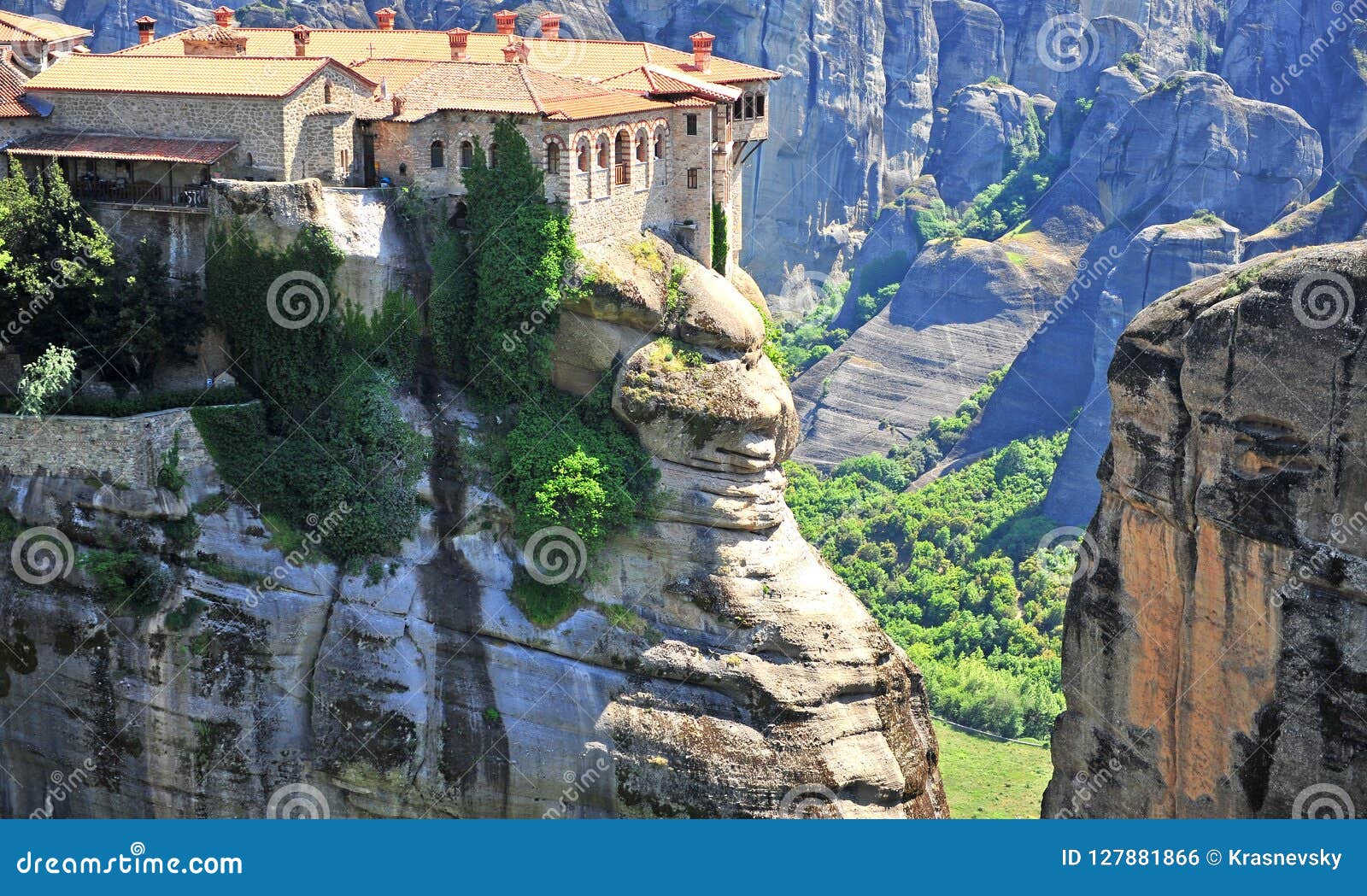 Hanging Ancient Monastery on Cliffs Stock Photo - Image of greek ...