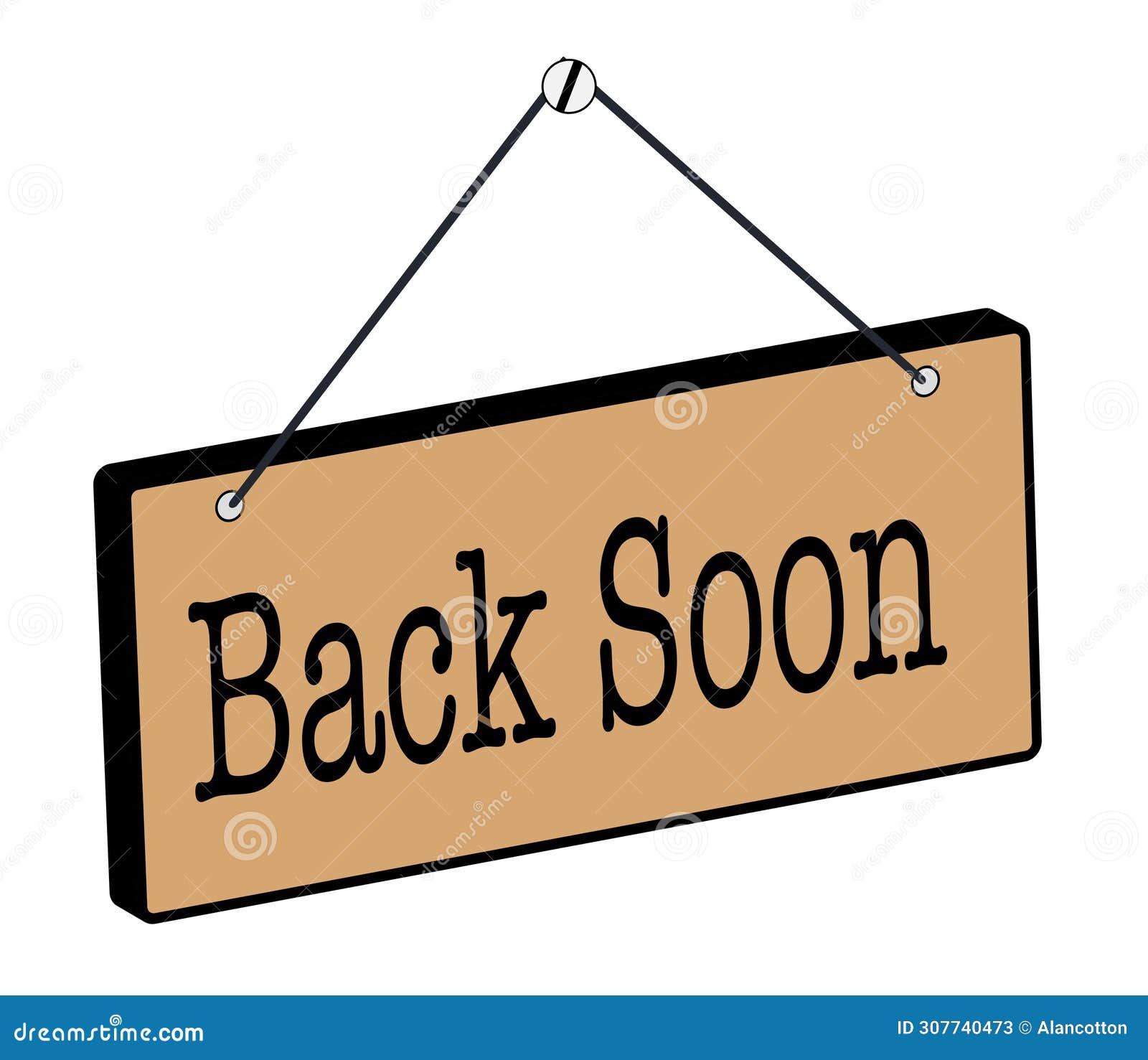 Hanging Back Soon Sign stock vector. Illustration of shop - 307740473