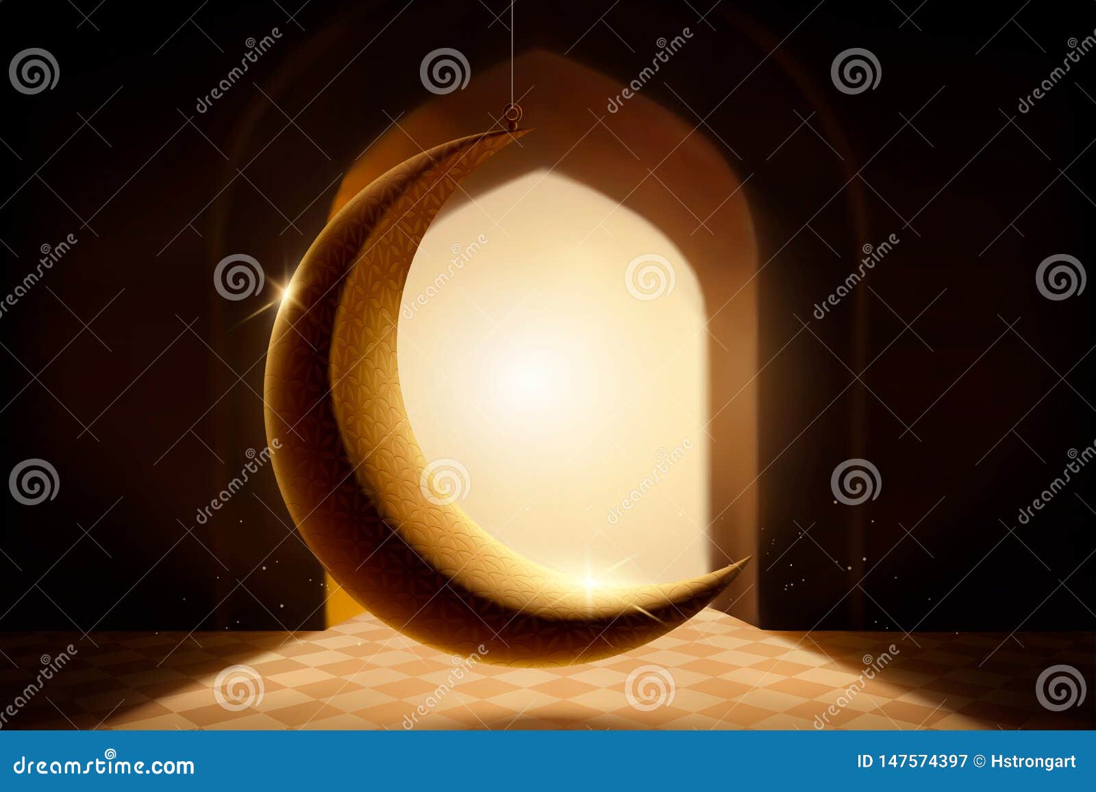 Hanging Backlit Crescent Moon Stock Vector - Illustration of vector ...