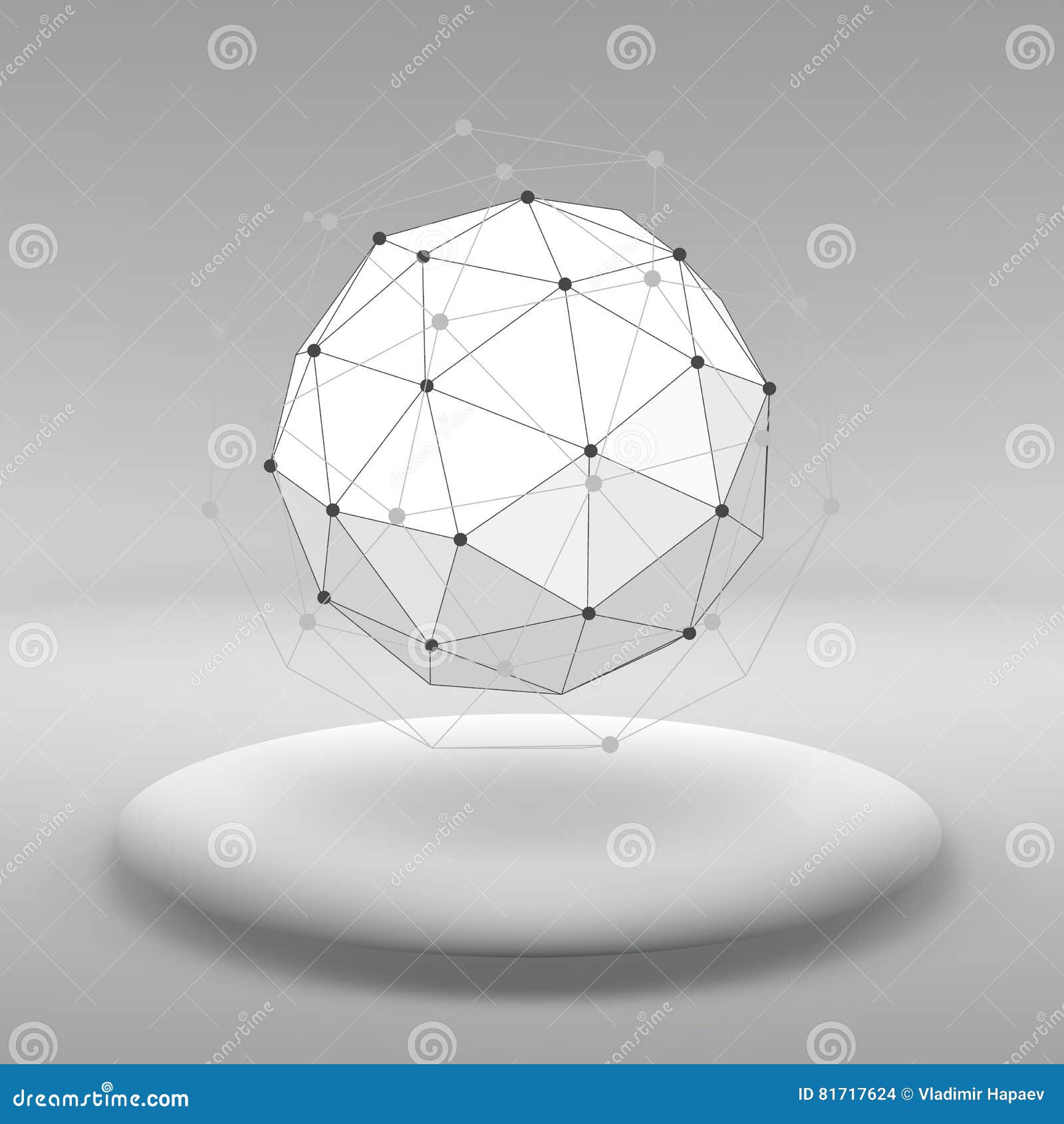 Hanging Ball Made of Lots of Smaller Polygons in the Large Empty Room ...