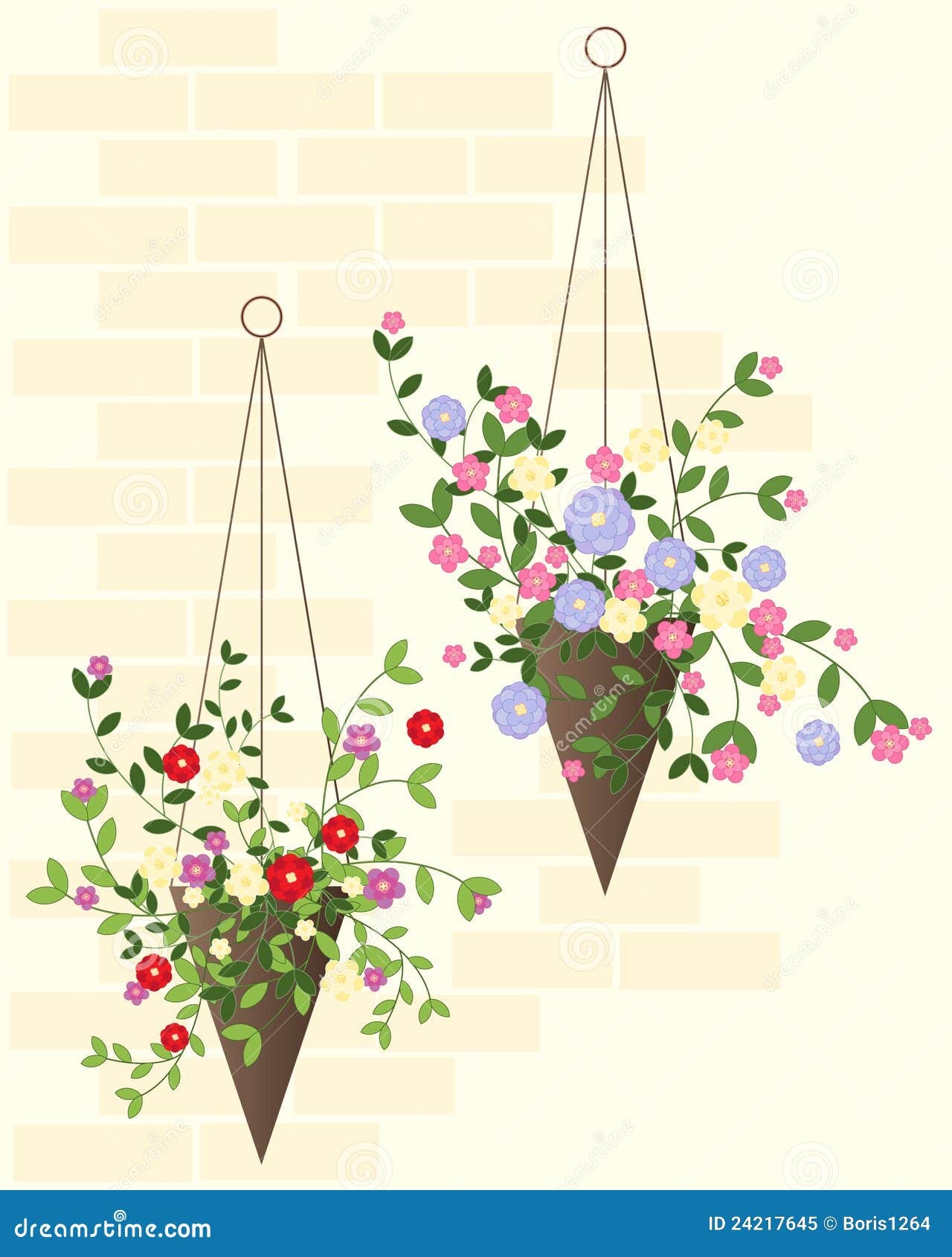 Hanging basket stock vector. Illustration of plants, bedding - 24217645