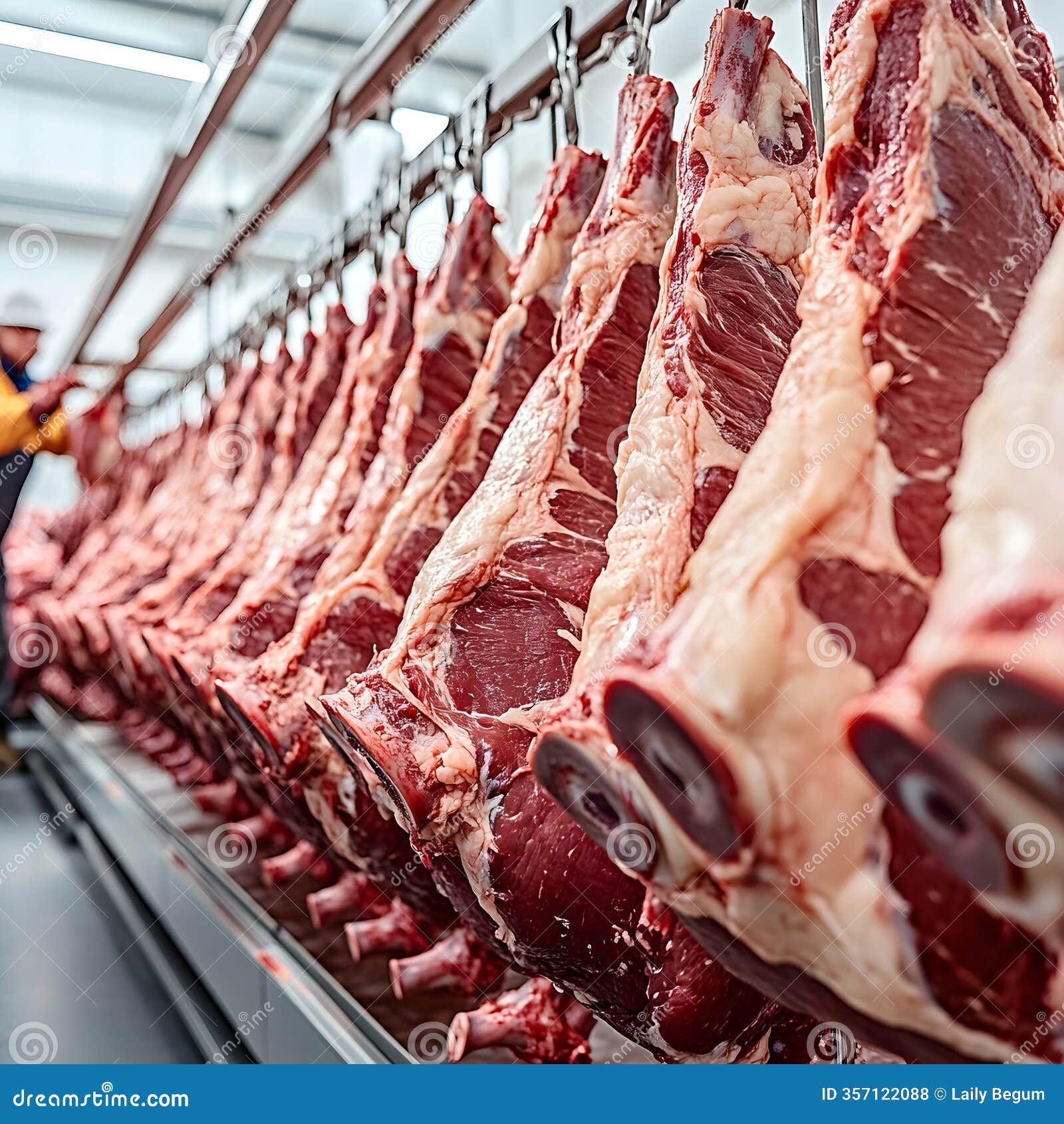 Hanging Beef Cuts in Meat Processing Plant Royalty Free Image Stock ...