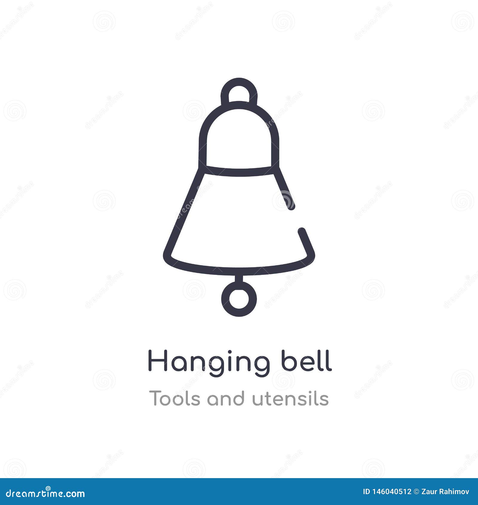 Hanging Bell Outline Icon. Isolated Line Vector Illustration from Tools ...