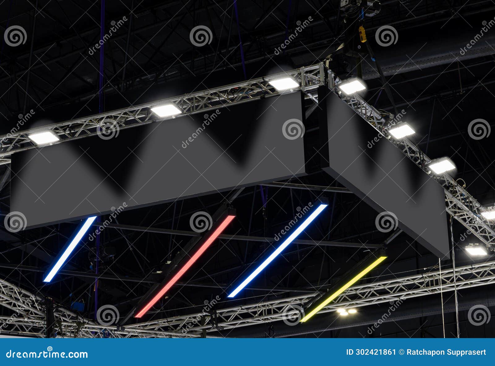 Hanging Black Indoor Billboard with Clipping Path for Mock Up Stock ...