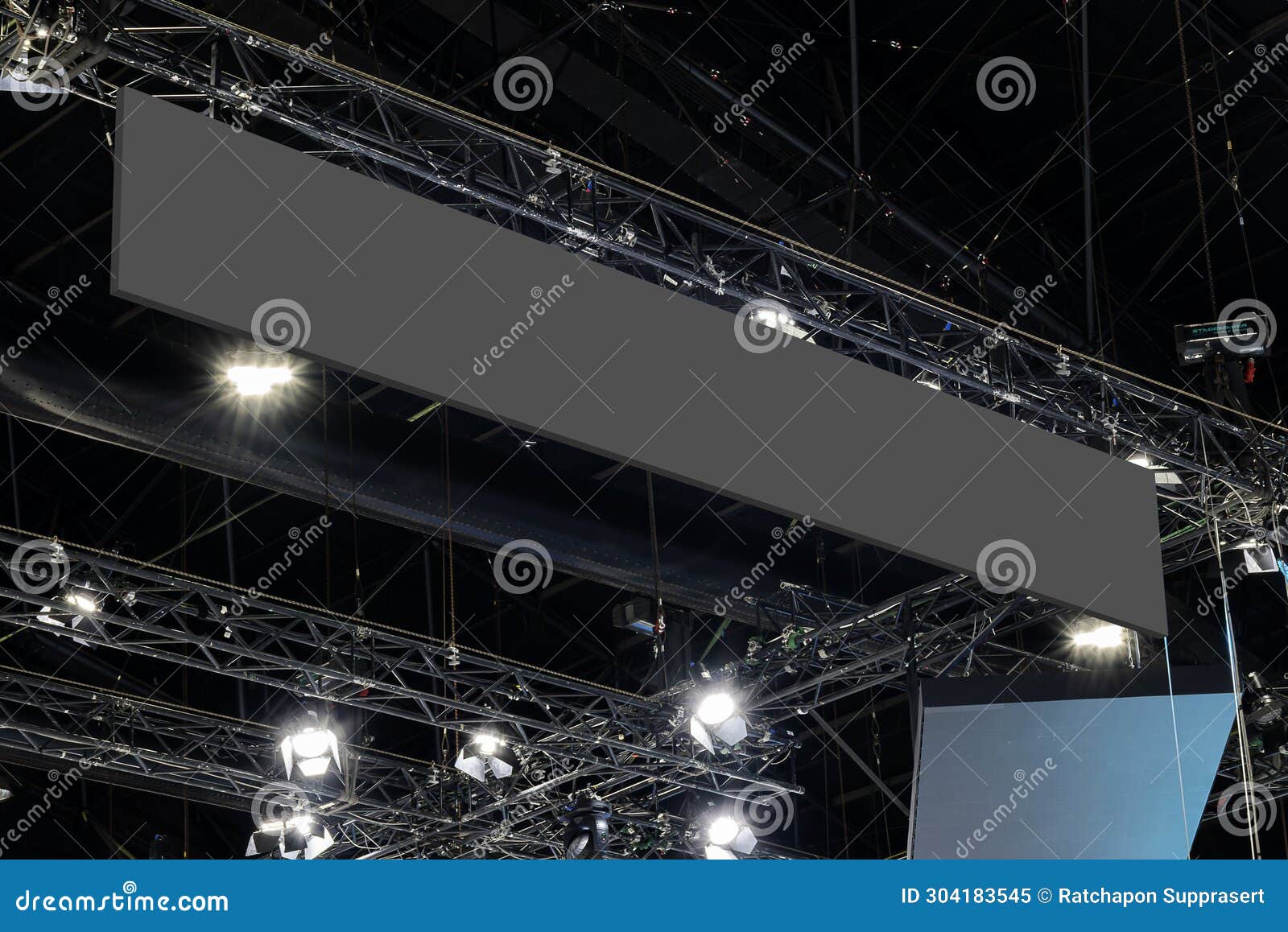 Hanging Black Indoor Billboard with Clipping Path for Mock Up Stock ...