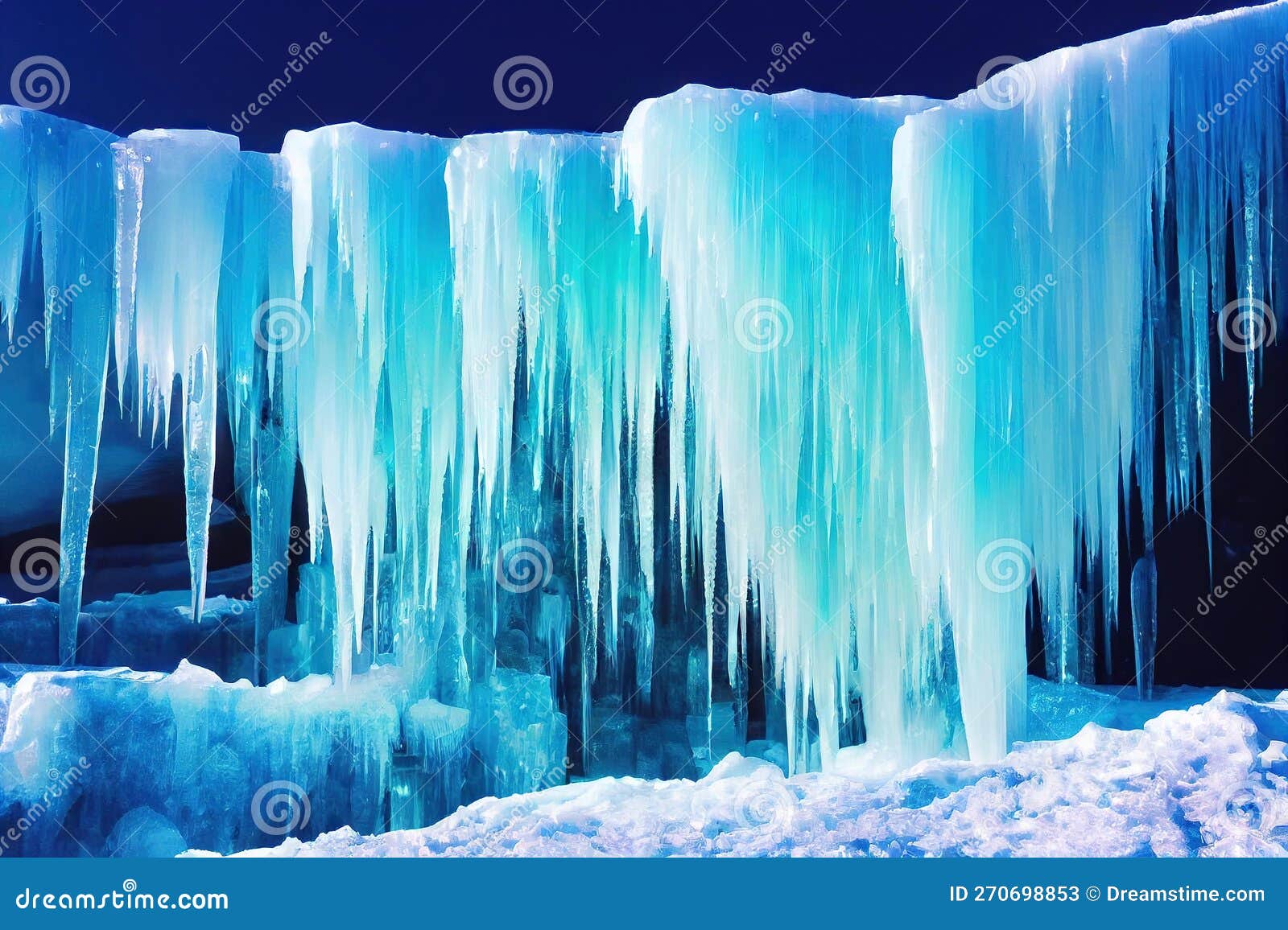 Hanging Blue Icicles in Large Ice Cave Natural Landscape. Stock ...