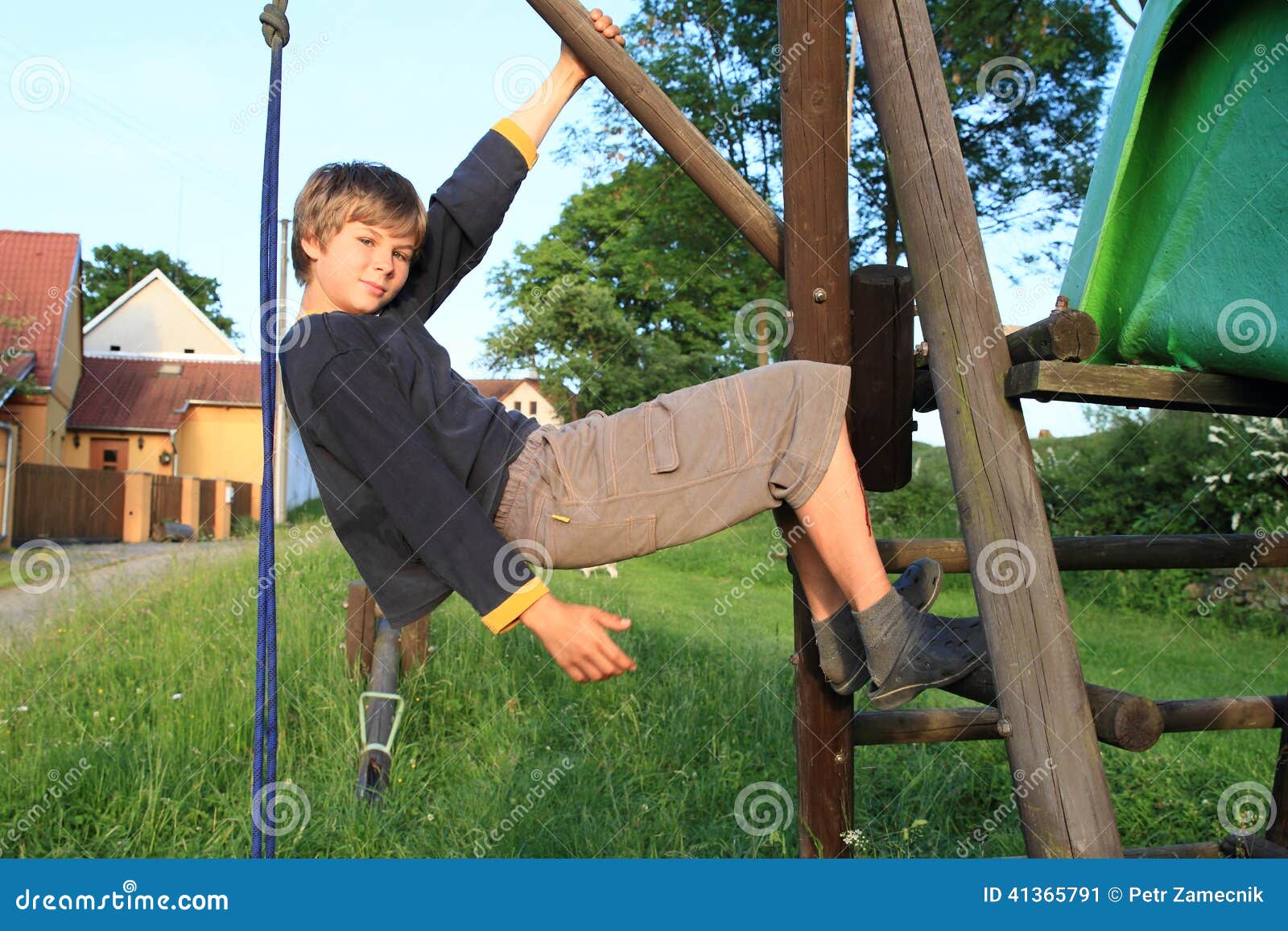Hanging boy stock image. Image of smile, little, playgroung - 41365791