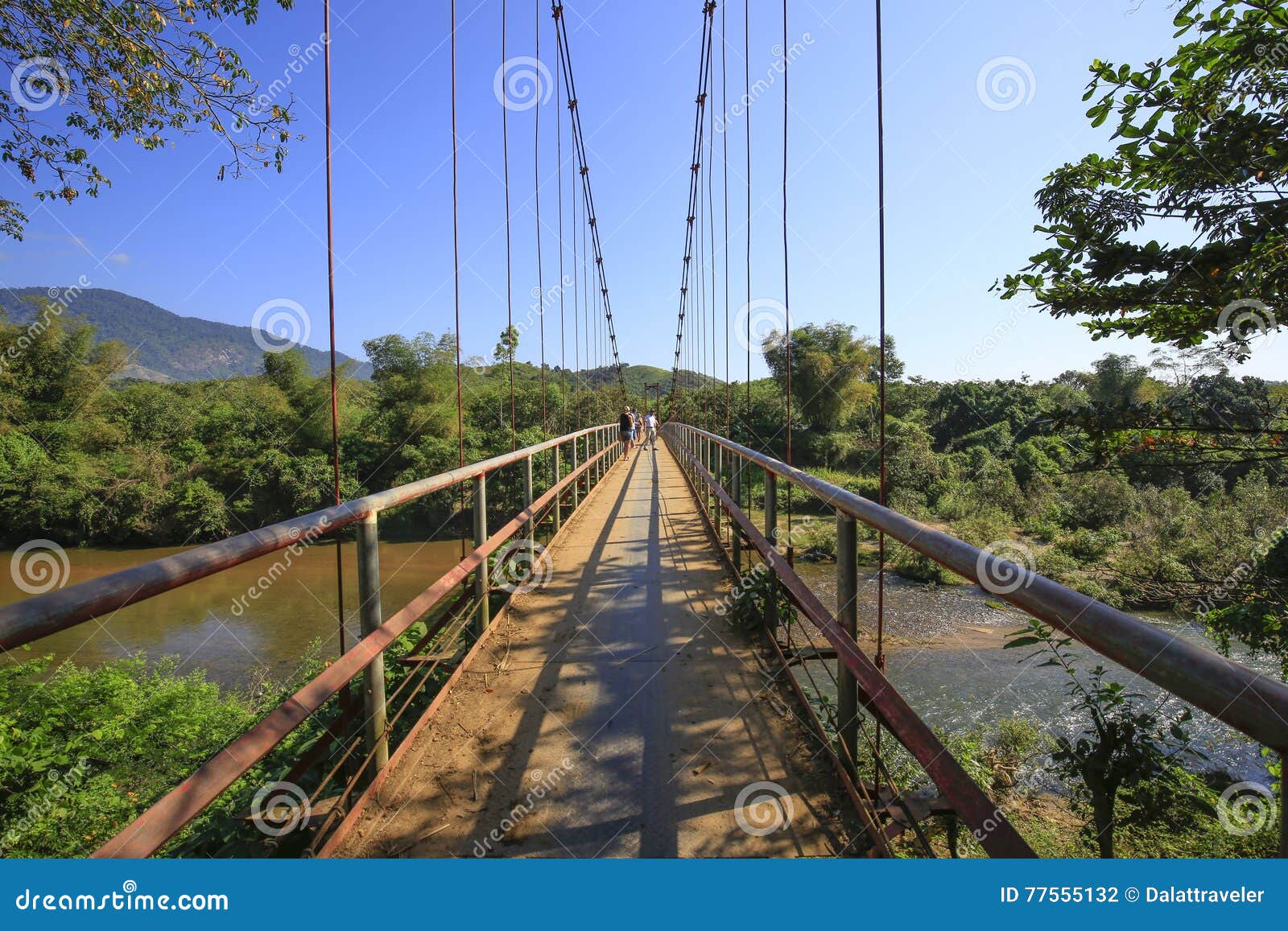 Hanging Bridge Above the River Editorial Photography - Image of hiking ...