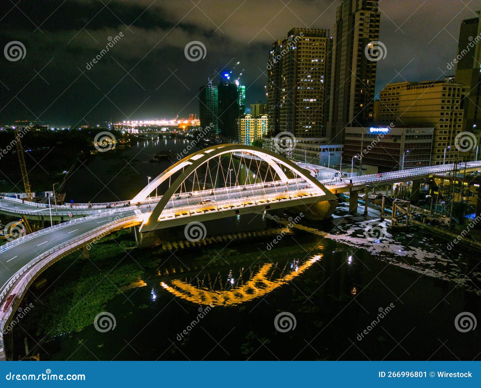 Hanging Bridge in Manila during Nighttime Stock Image - Image of dark ...