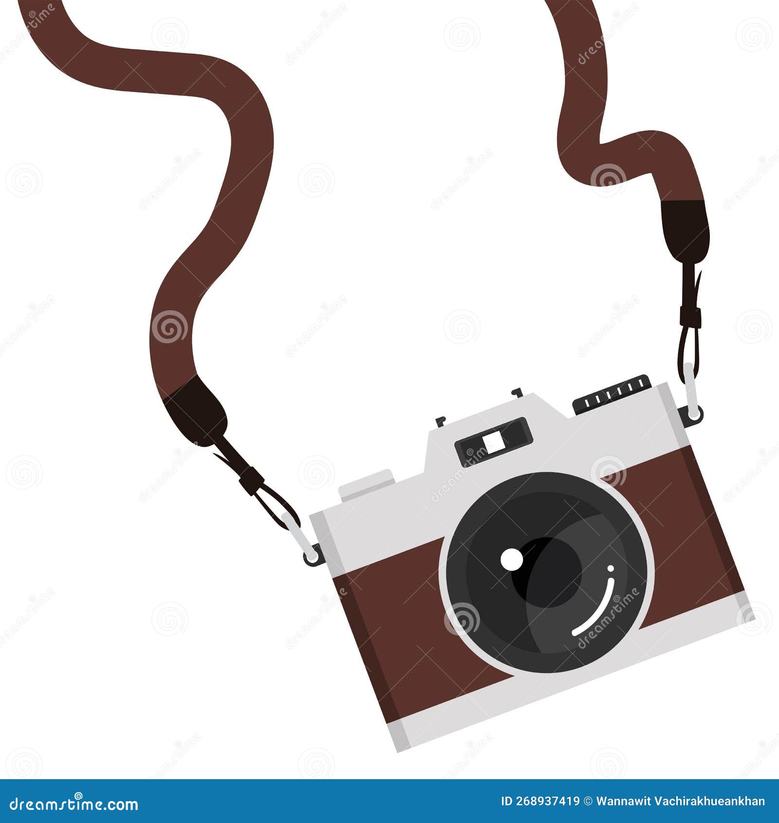 Hanging Brown Camera Strap Flat Stock Vector - Illustration of ...