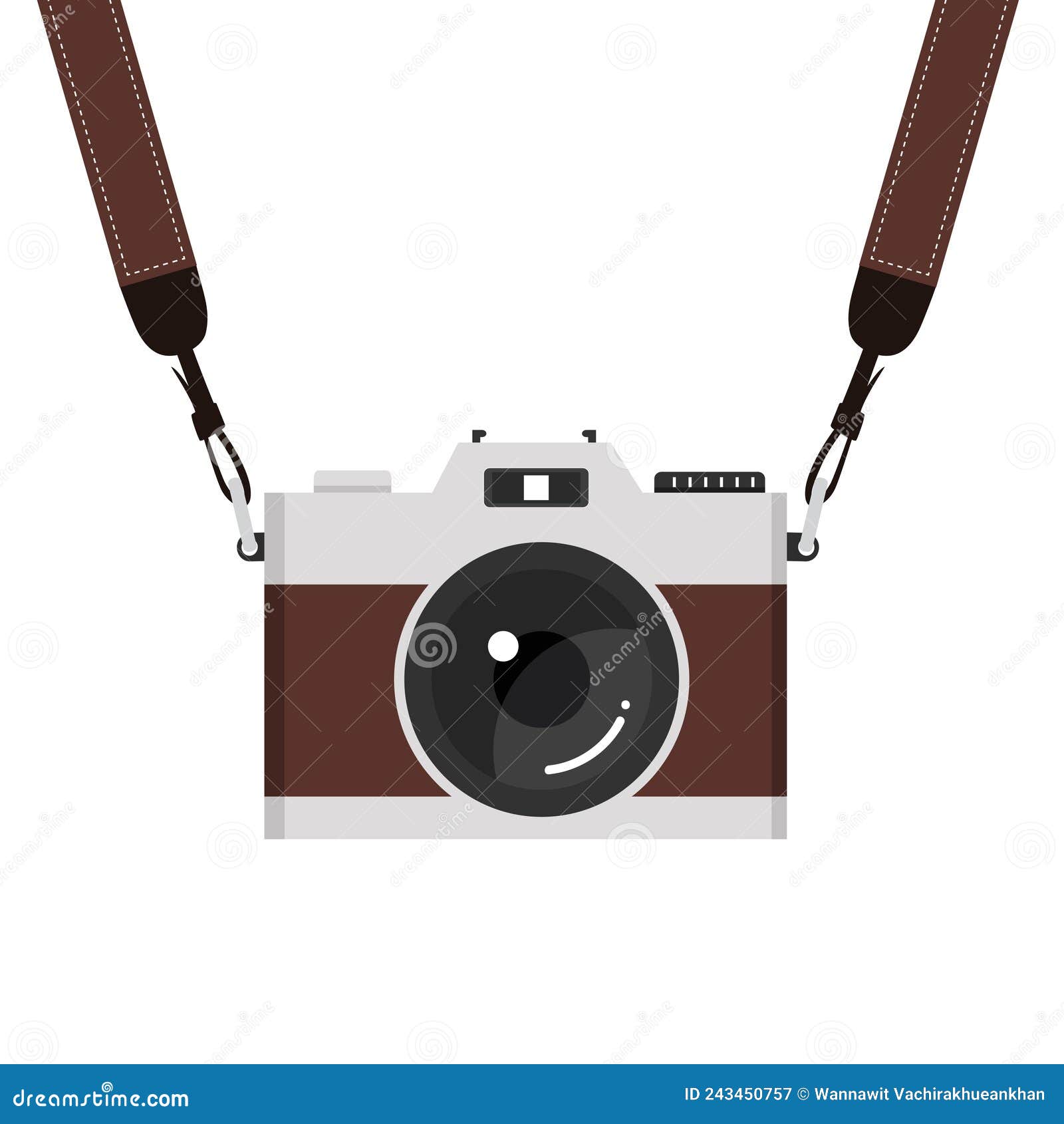 Hanging Brown Camera Strap Vector Stock Vector - Illustration of lens ...