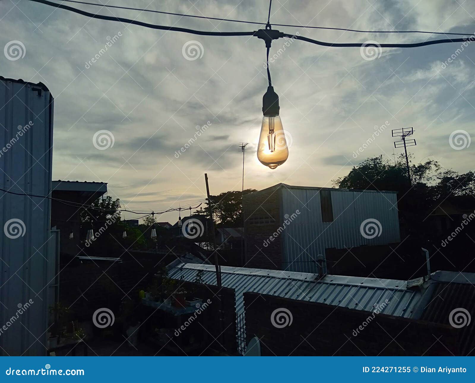 Hanging bulb in the wire stock image. Image of hanging - 224271255