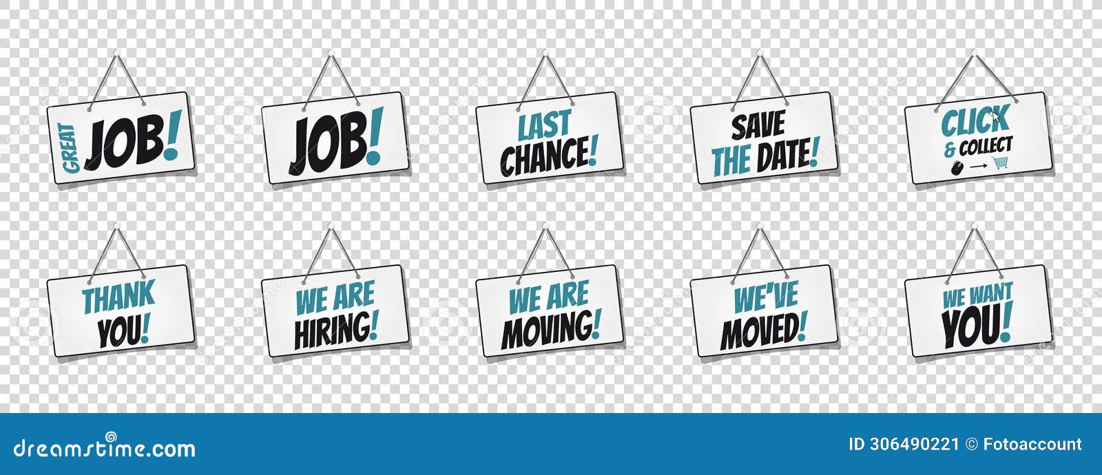 Hanging Business Signs - Different Vector Illustrations Set Isolated On ...