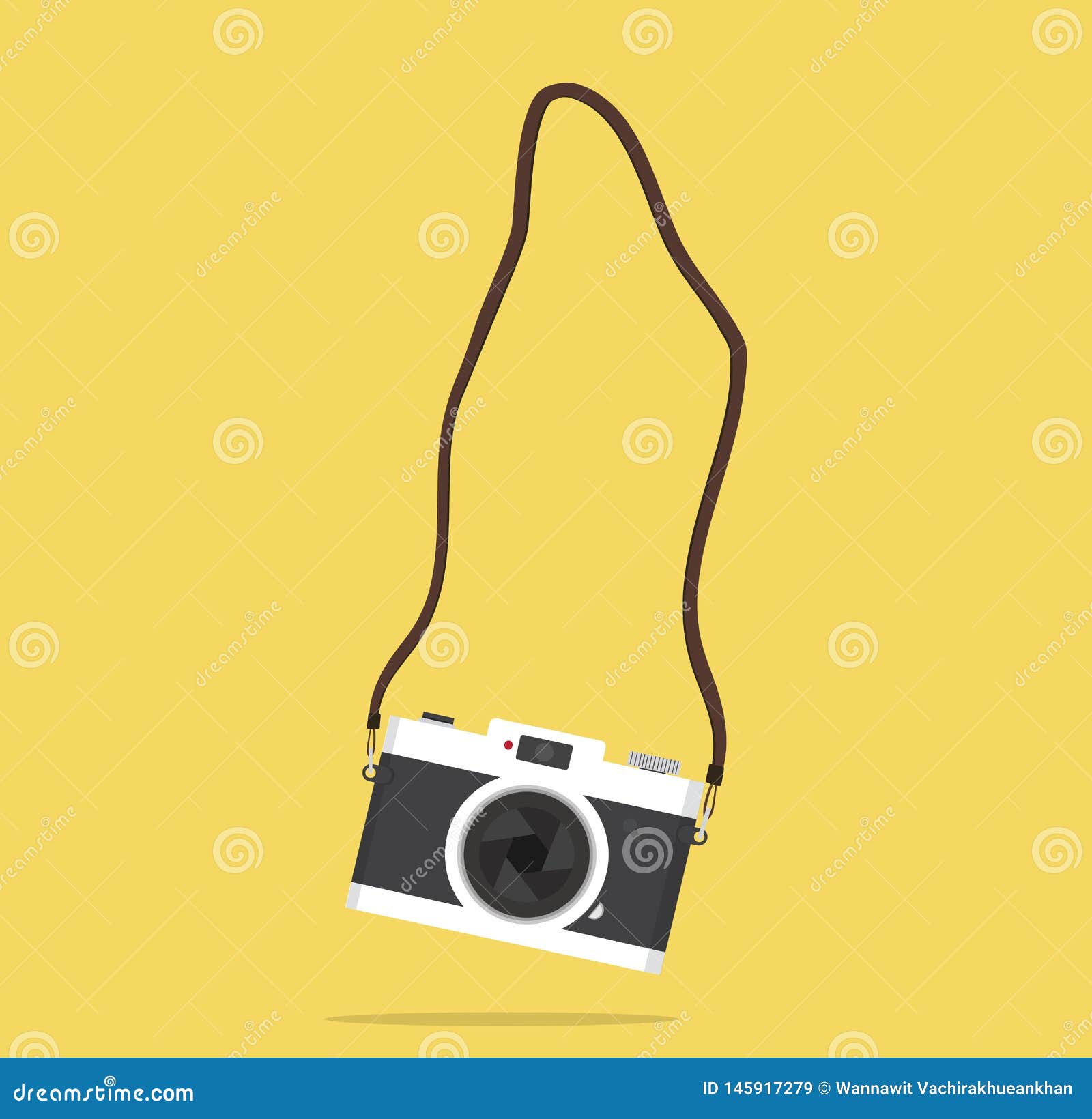 Hanging camera with strap stock vector. Illustration of lens - 145917279