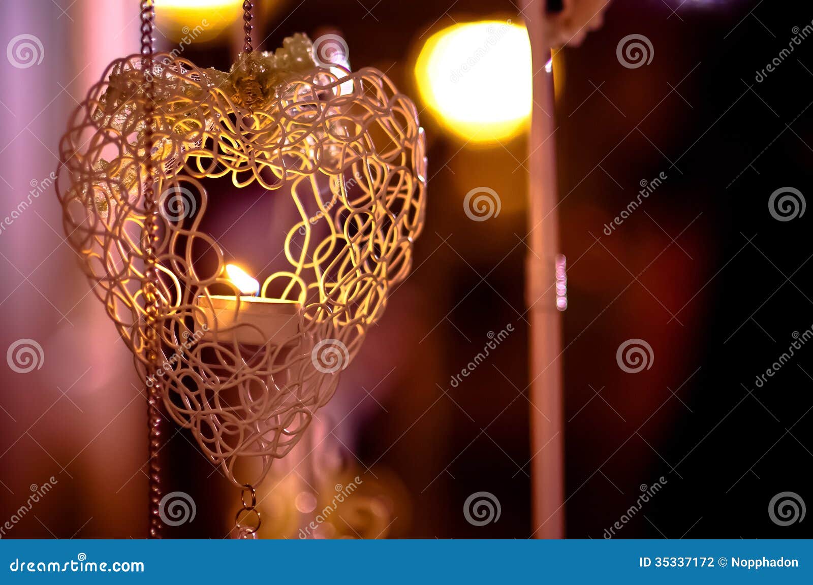 Hanging Candle Light in Heart Frame Stock Photo - Image of crystal ...