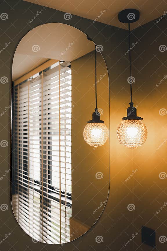 Hanging Ceiling Light Lamp Decorated at Corner of Bathroom with ...