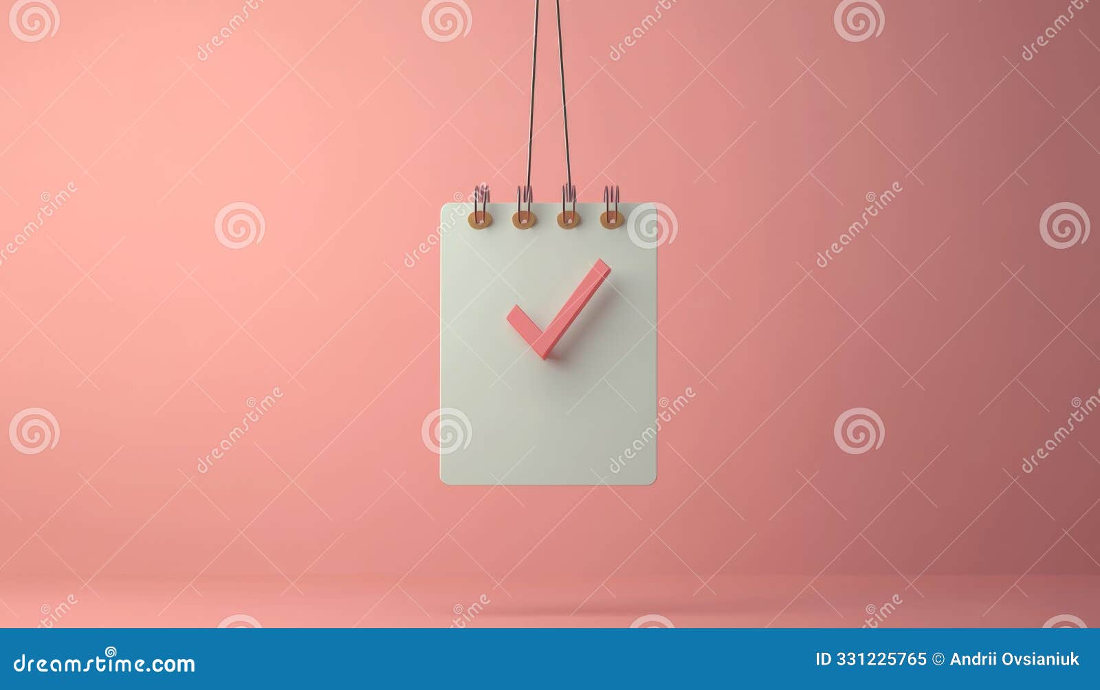 Hanging Checklist with a Pink Checkmark on a Soft Pink Background Stock ...