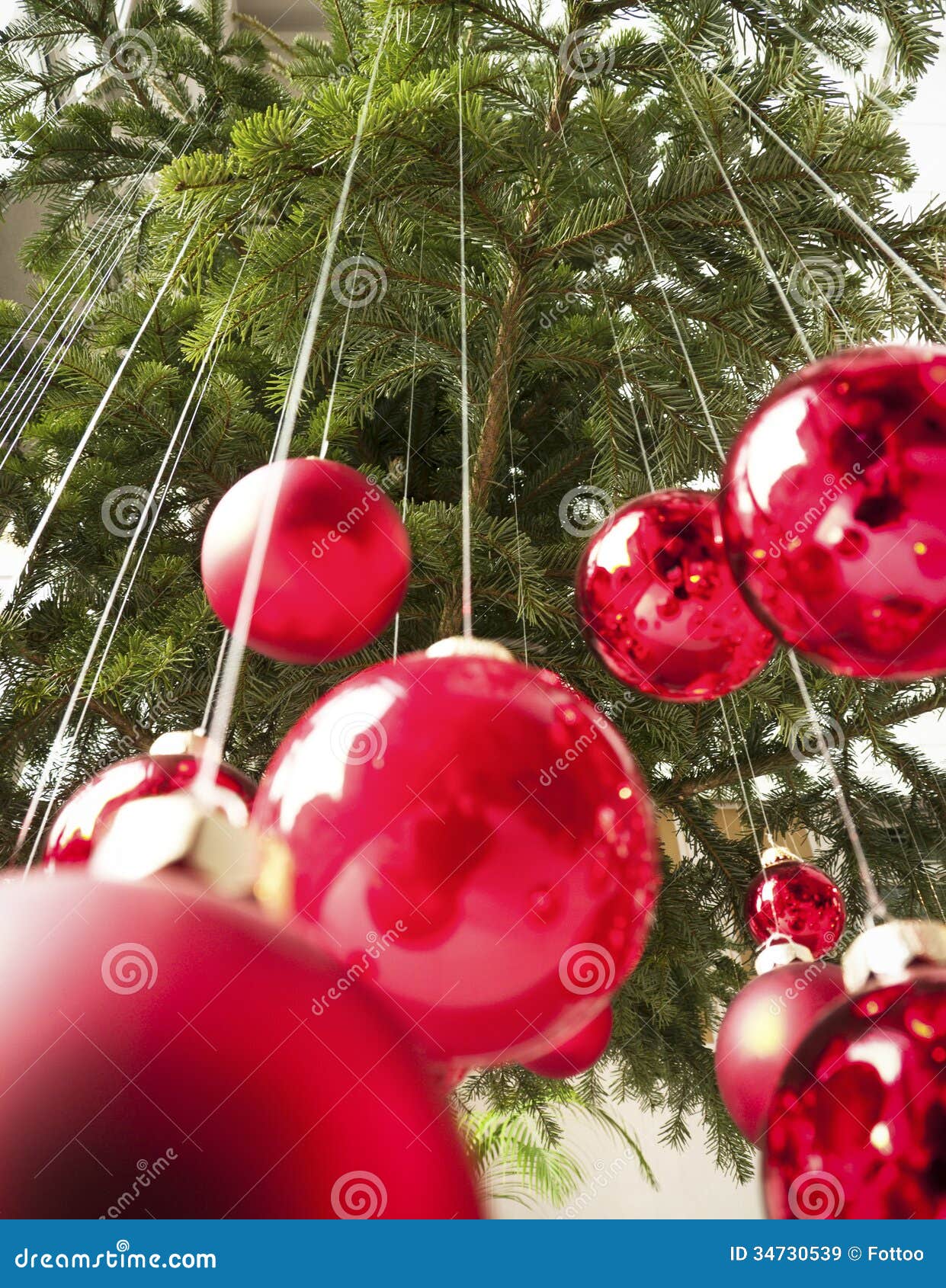 Hanging christmas baubles stock image. Image of full - 34730539