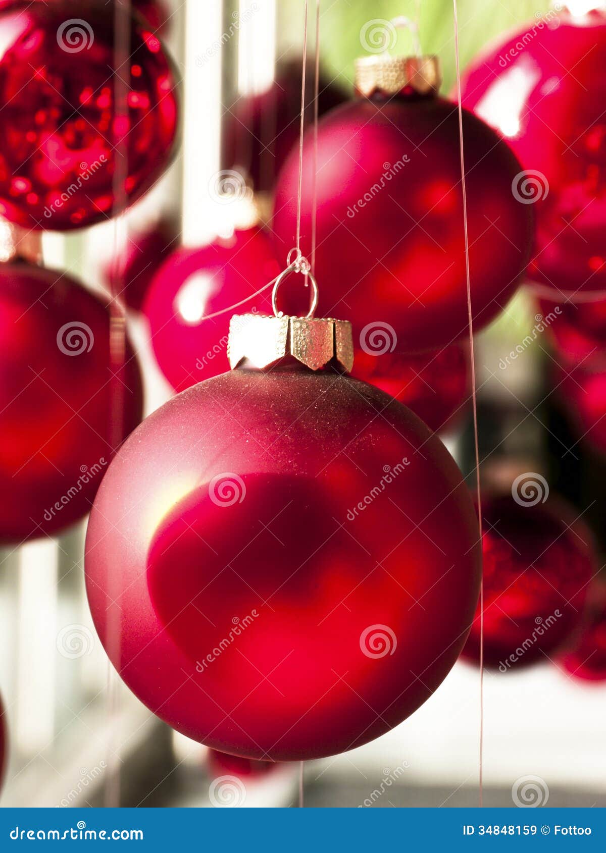 Hanging christmas baubles stock image. Image of closeup - 34848159