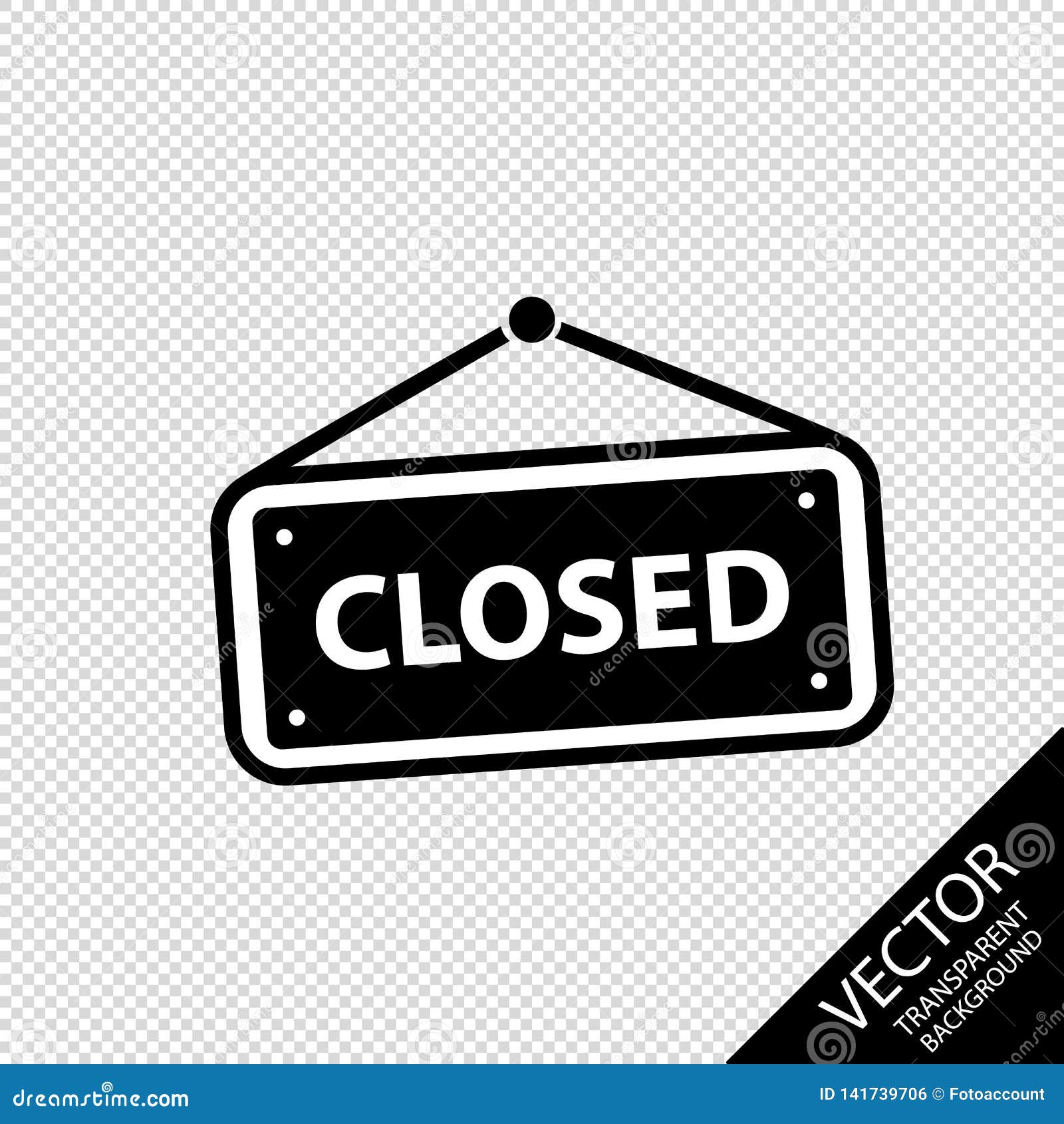 Hanging Closed Sign - Vector Illustration Icon - Isolated on ...