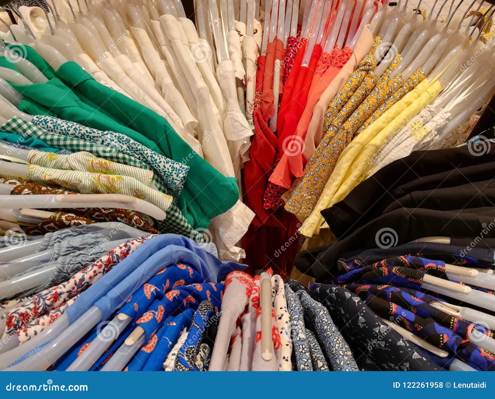 Hanging Clothes in a Circle Stock Photo - Image of dressmaking, colors ...