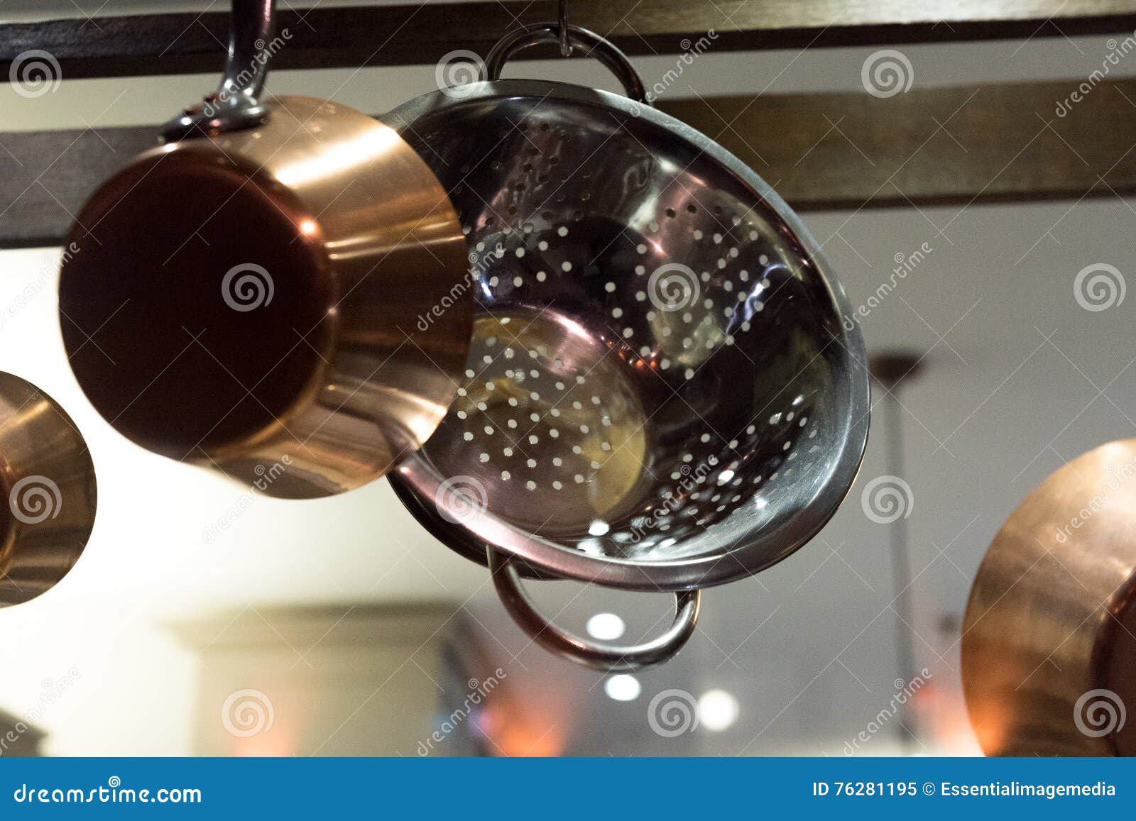 Hanging Colander stock image. Image of professional, interior - 76281195