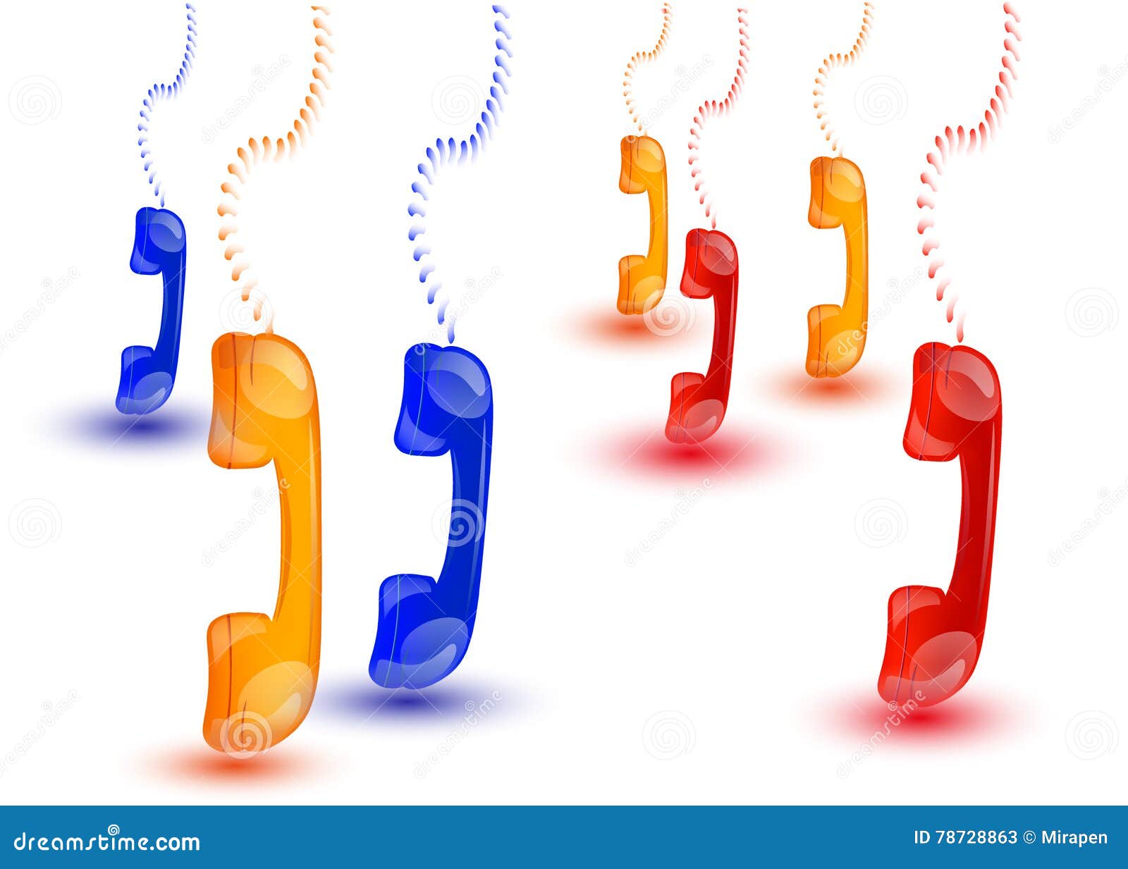 Hanging Colored Phone Handsets Stock Vector - Illustration of colored ...