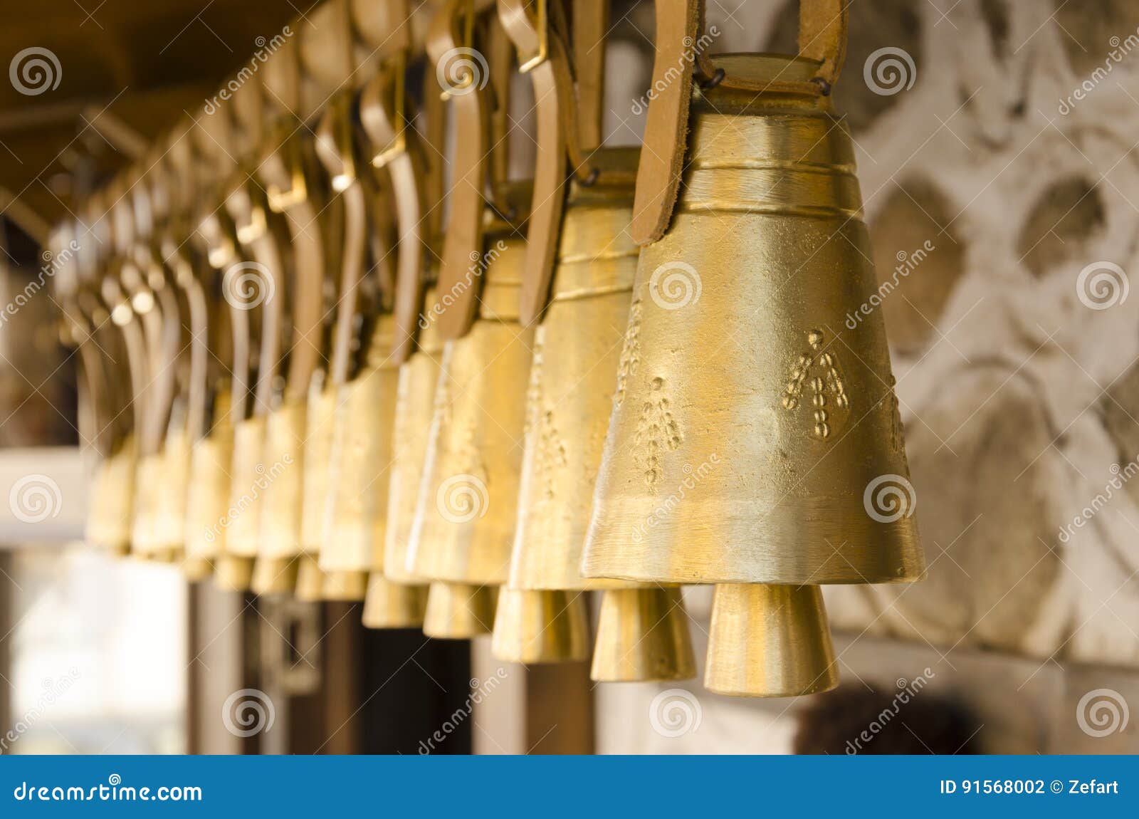 Hanging cow bell stock photo. Image of cows, metal, leather - 91568002