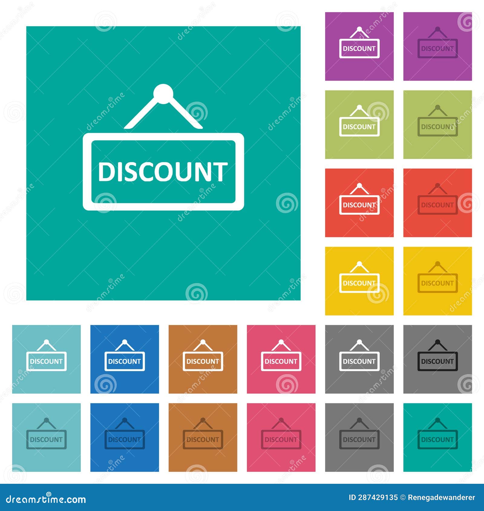 Hanging Discount Table Square Flat Multi Colored Icons Stock ...