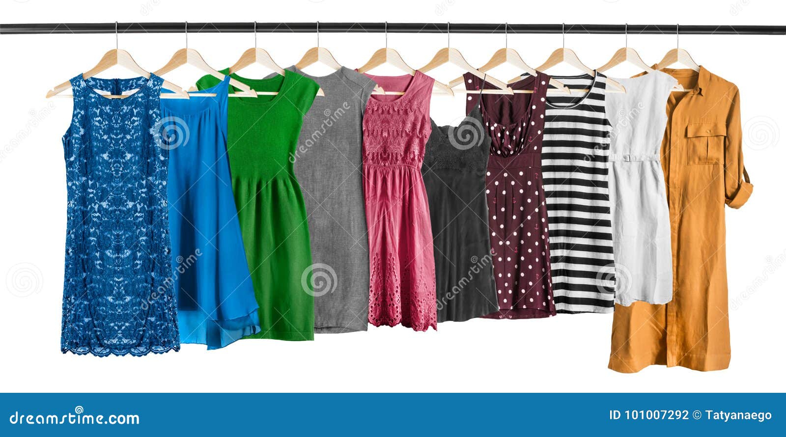 Hanging dresses isolated stock photo. Image of hanger - 101007292