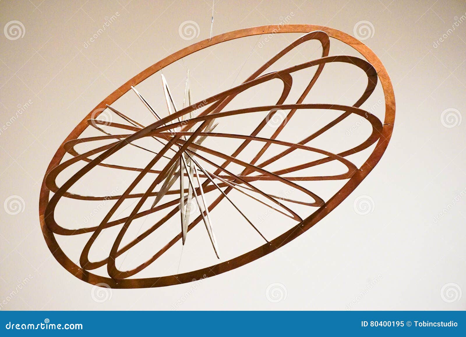 Hanging Elliptical Mobile Made of Wood Stock Image - Image of dangle ...