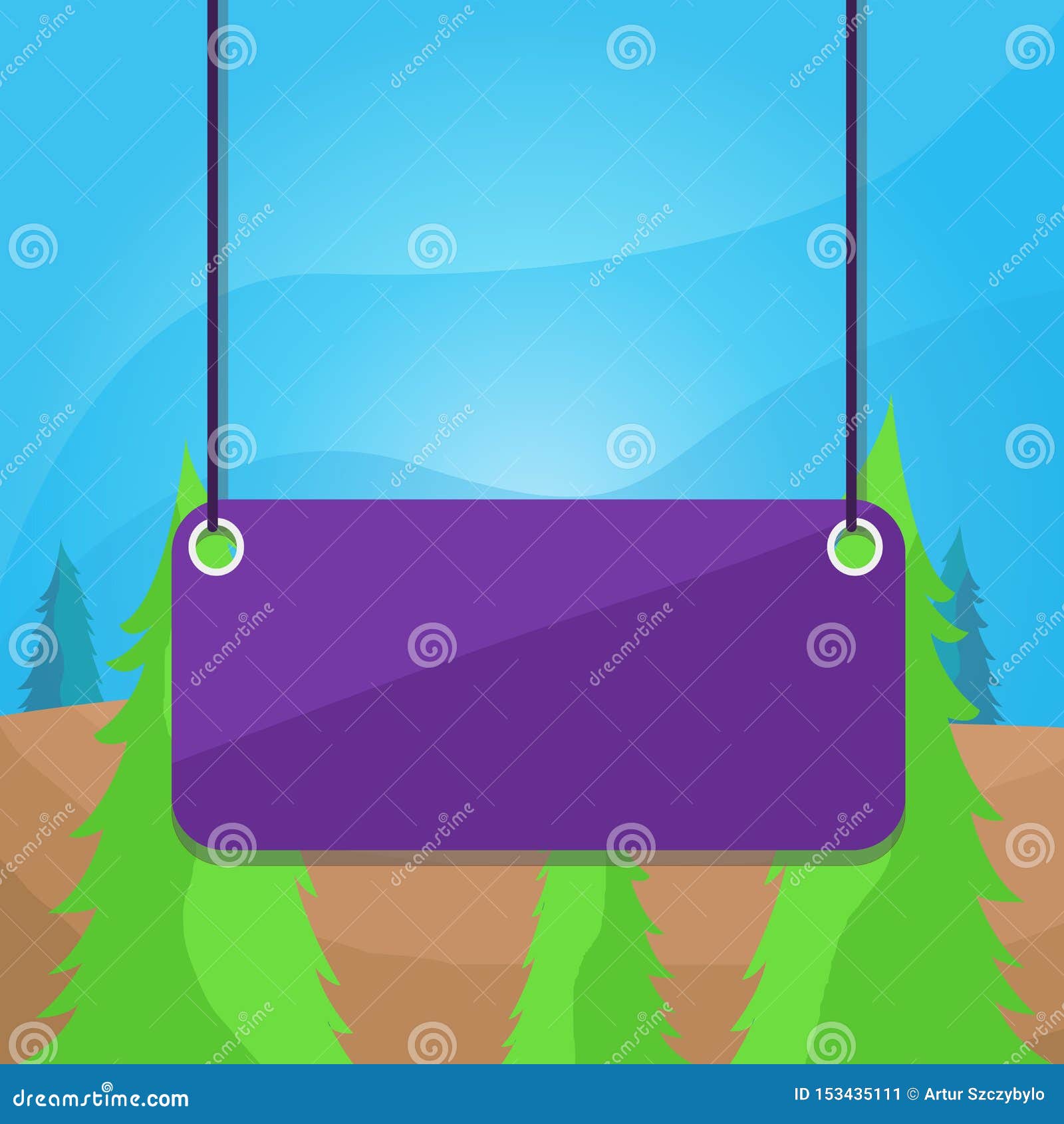 Hanging Empty Rectangle Shaped Sign on Colorful Background. Board ...