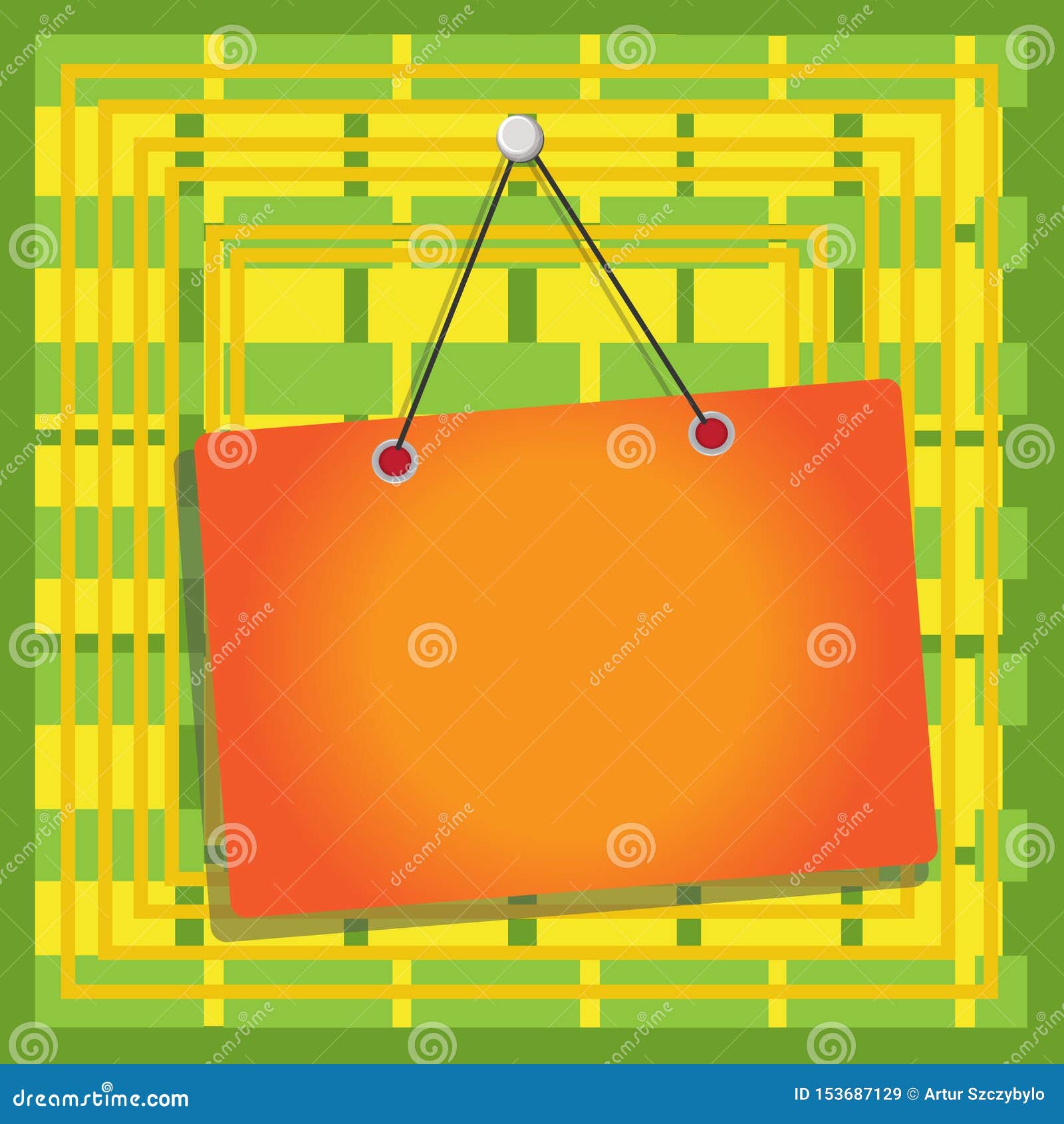 Hanging Empty Reminder. Colored Square Shaped Note Fixed on the Surface ...