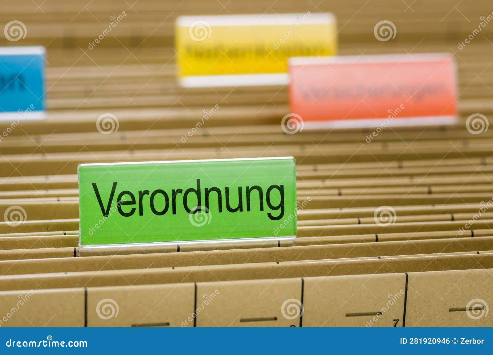 Hanging File Folder Labeled with Satutes in German Stock Photo - Image ...