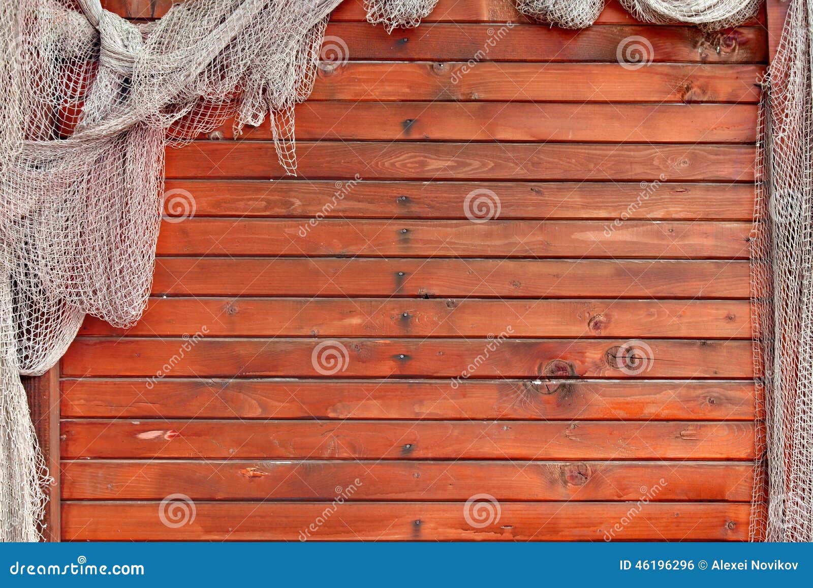 Hanging Fishnet on Wood Wall Stock Photo - Image of fence, abstract ...