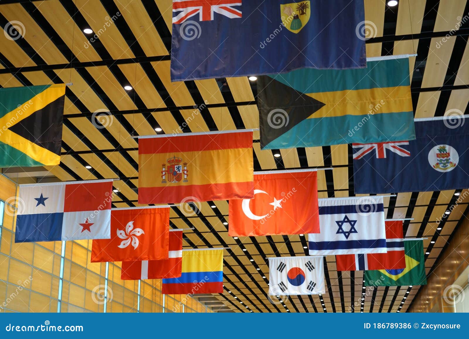 Hanging Flags of Multi Nations Stock Photo - Image of event ...