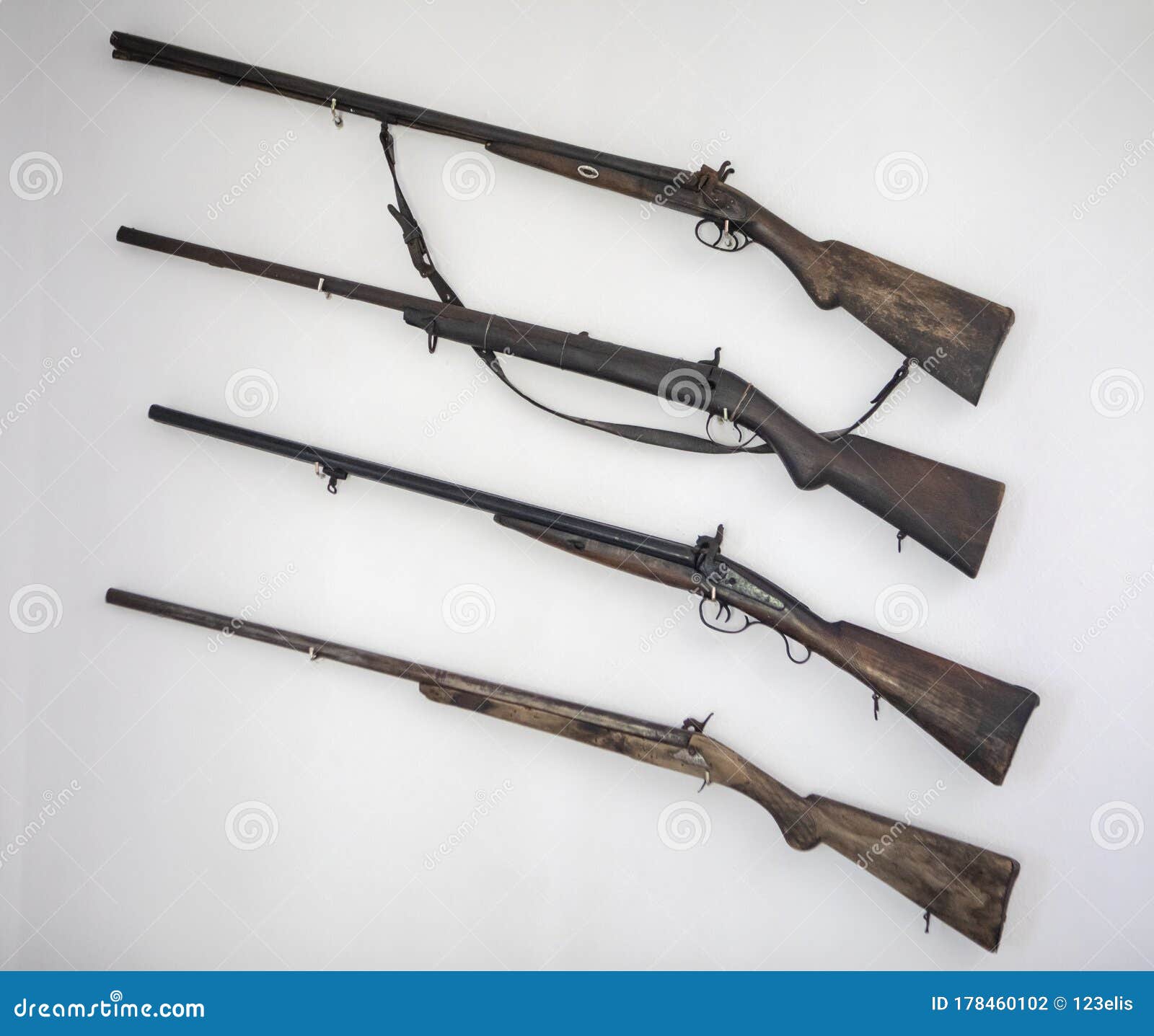 Classic Guns , Revolver Pistol Handguns On White Surface Background ...